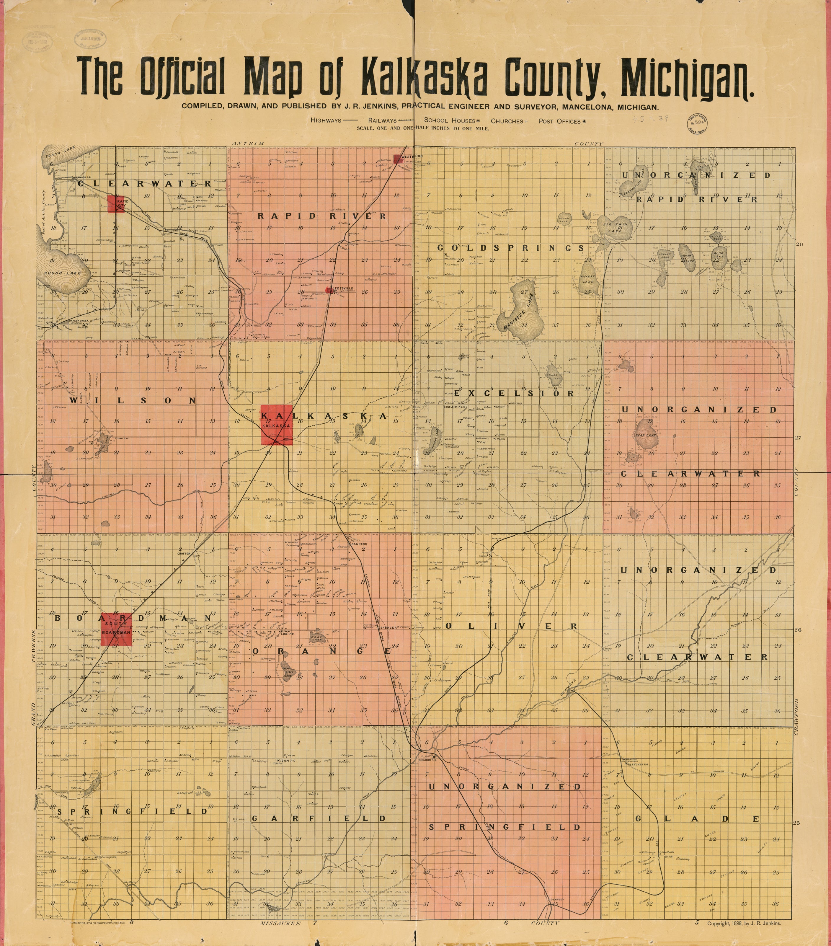 Kalkaska County, Michigan 1898 – WardMaps LLC