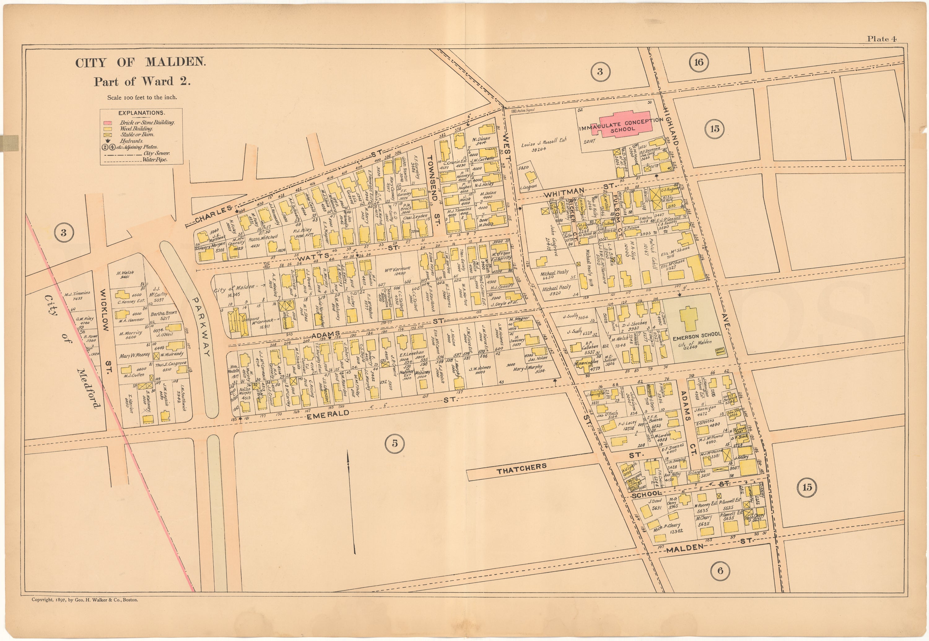 Malden Massachusetts 1897 Plate 04 Wardmaps Llc