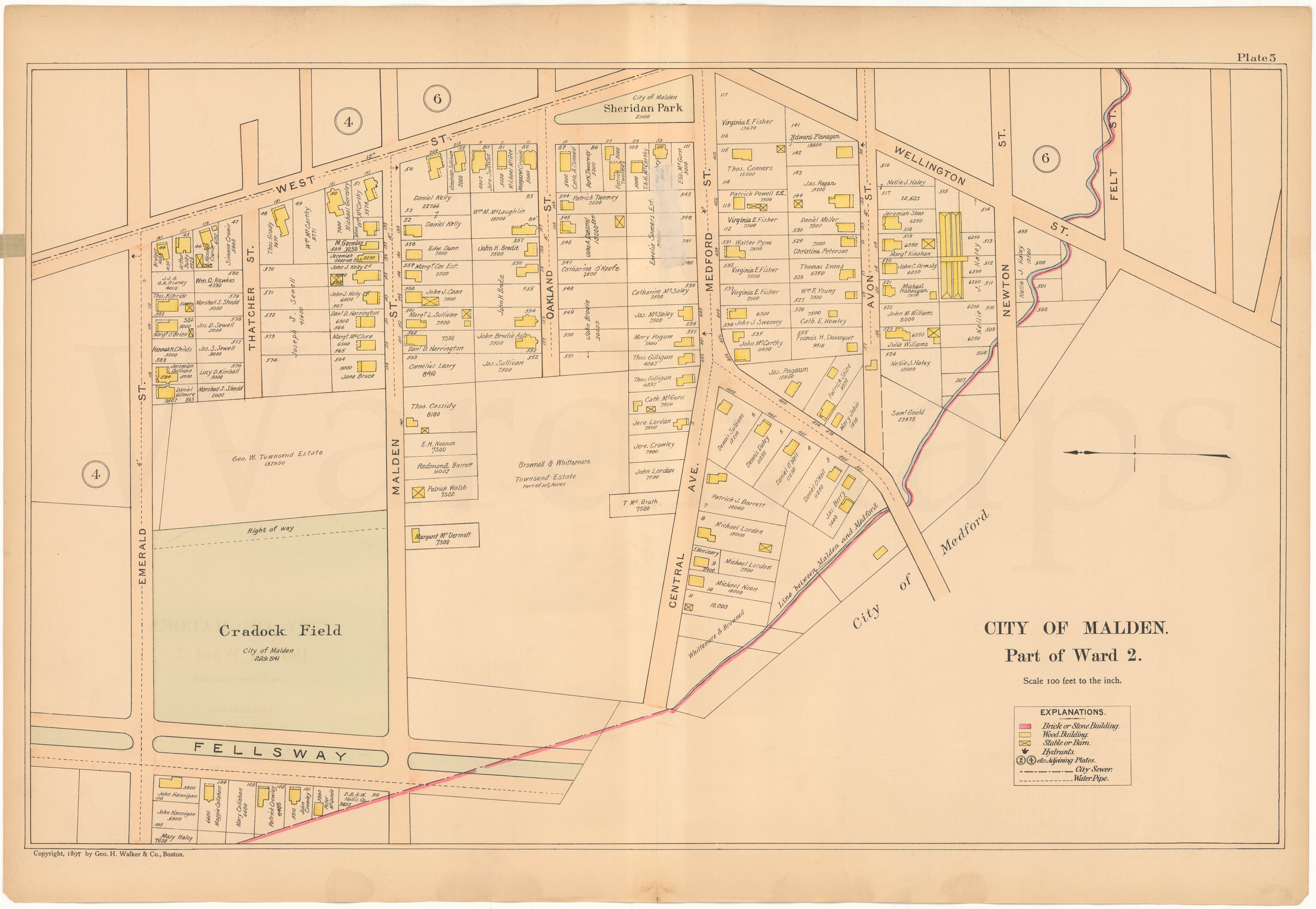 Malden Massachusetts 1897 Plate 05 Wardmaps Llc
