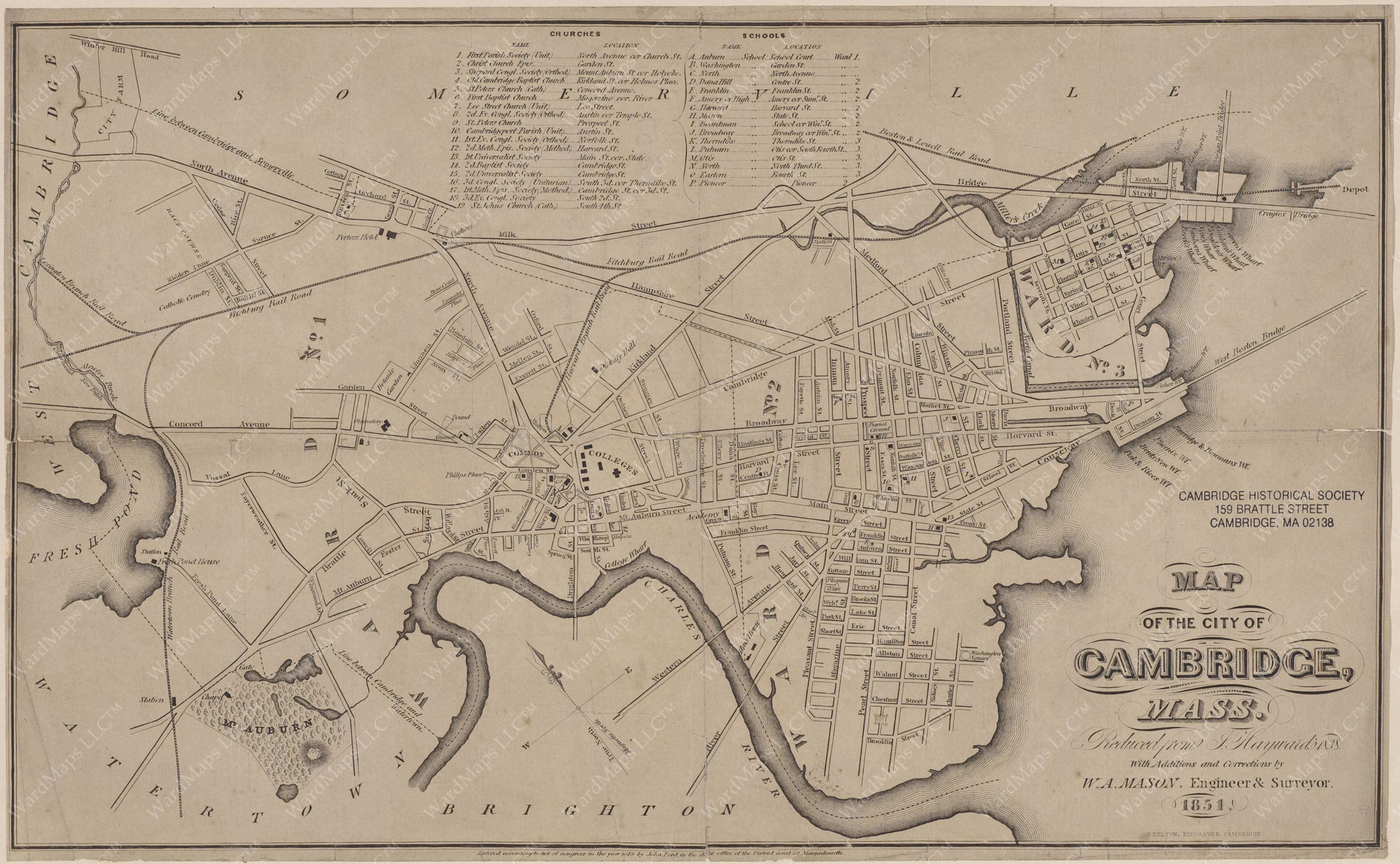 Cambridge, Massachusetts 1851 – WardMaps LLC