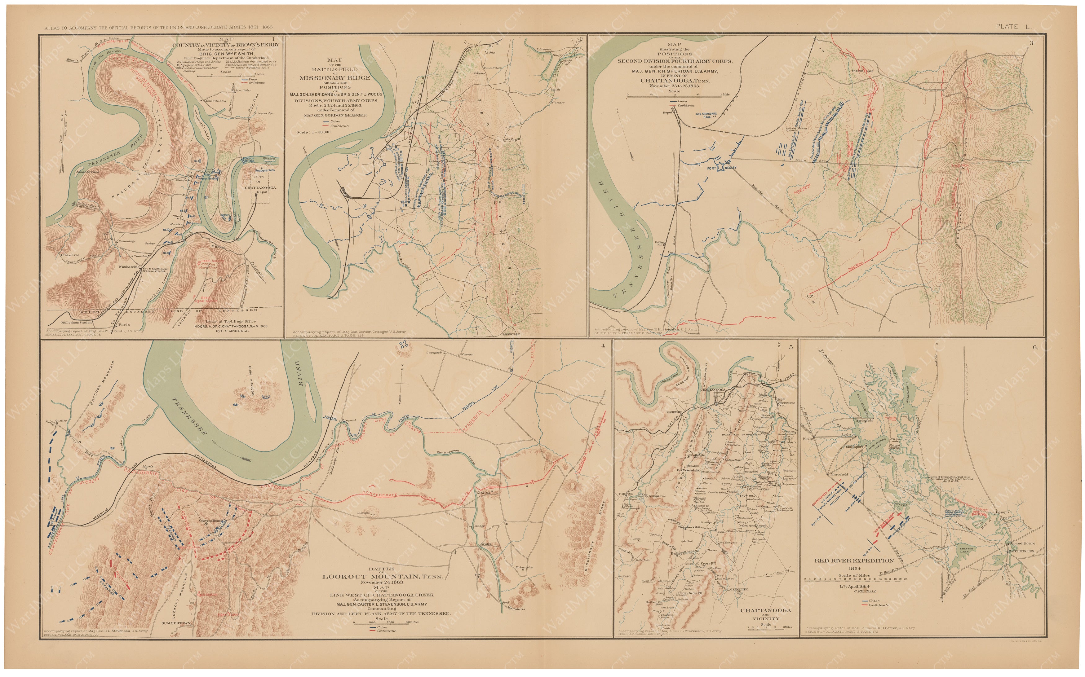Civil War Atlas 1895 Plate 050: Battles in Louisiana and Tennessee ...