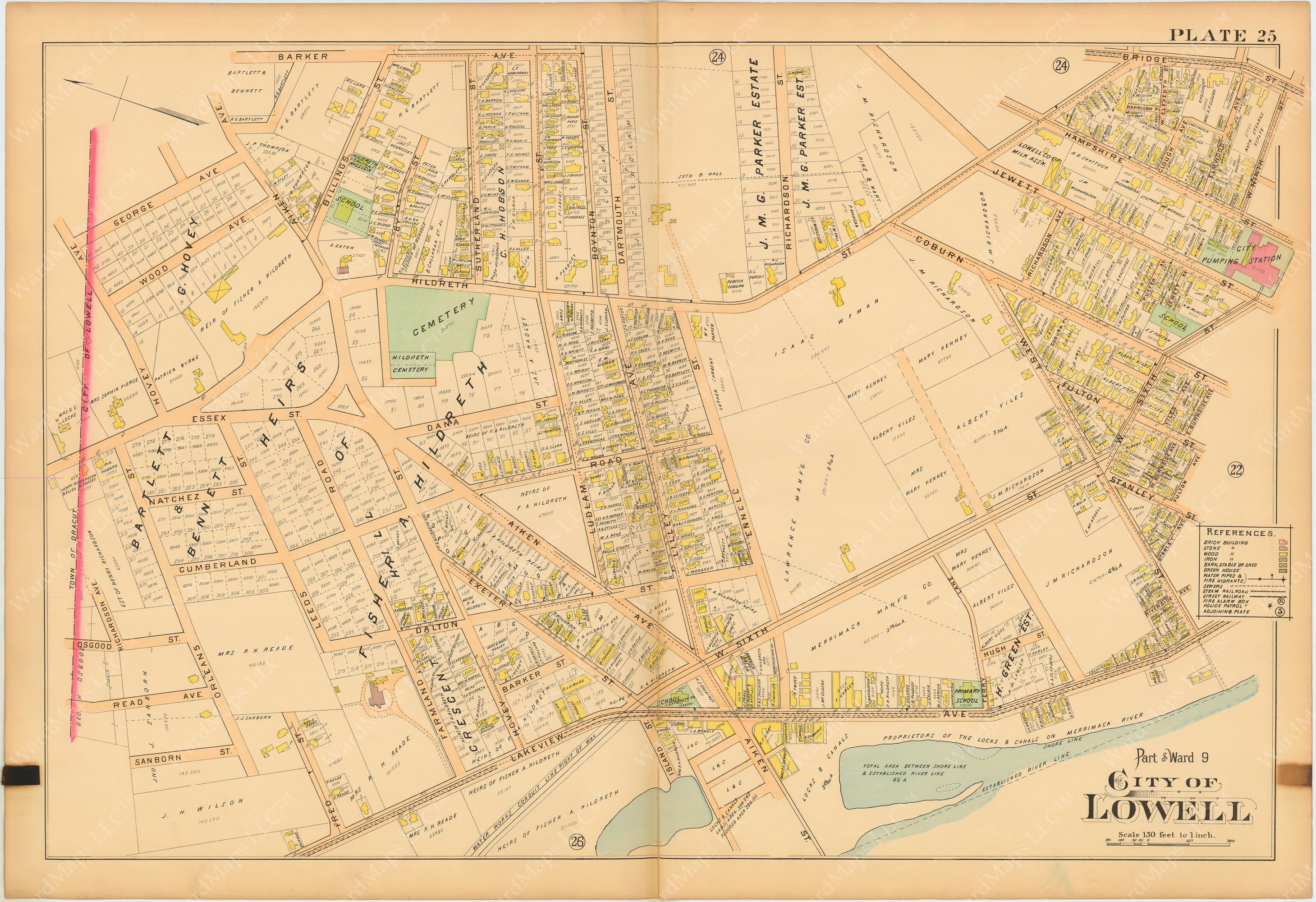 Lowell Massachusetts 1896 Plate 025 Wardmaps Llc