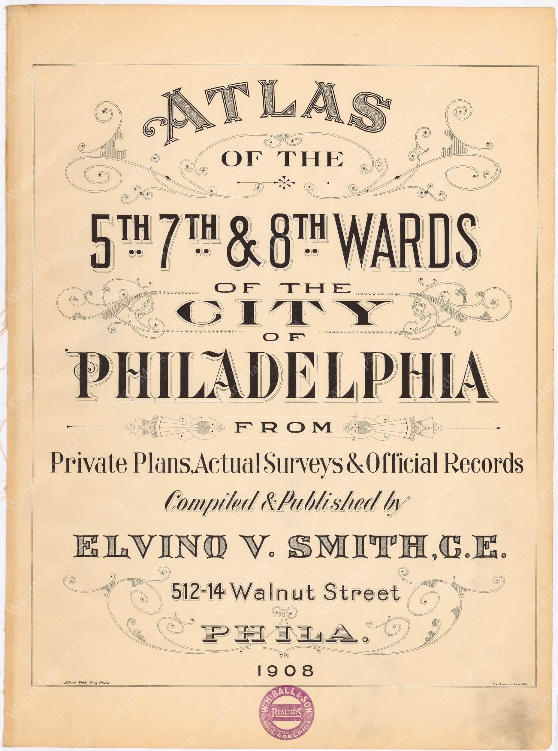 Atlas of Philadelphia, Pennsylvania 1908, 5th, 7th, and 8th Wards ...