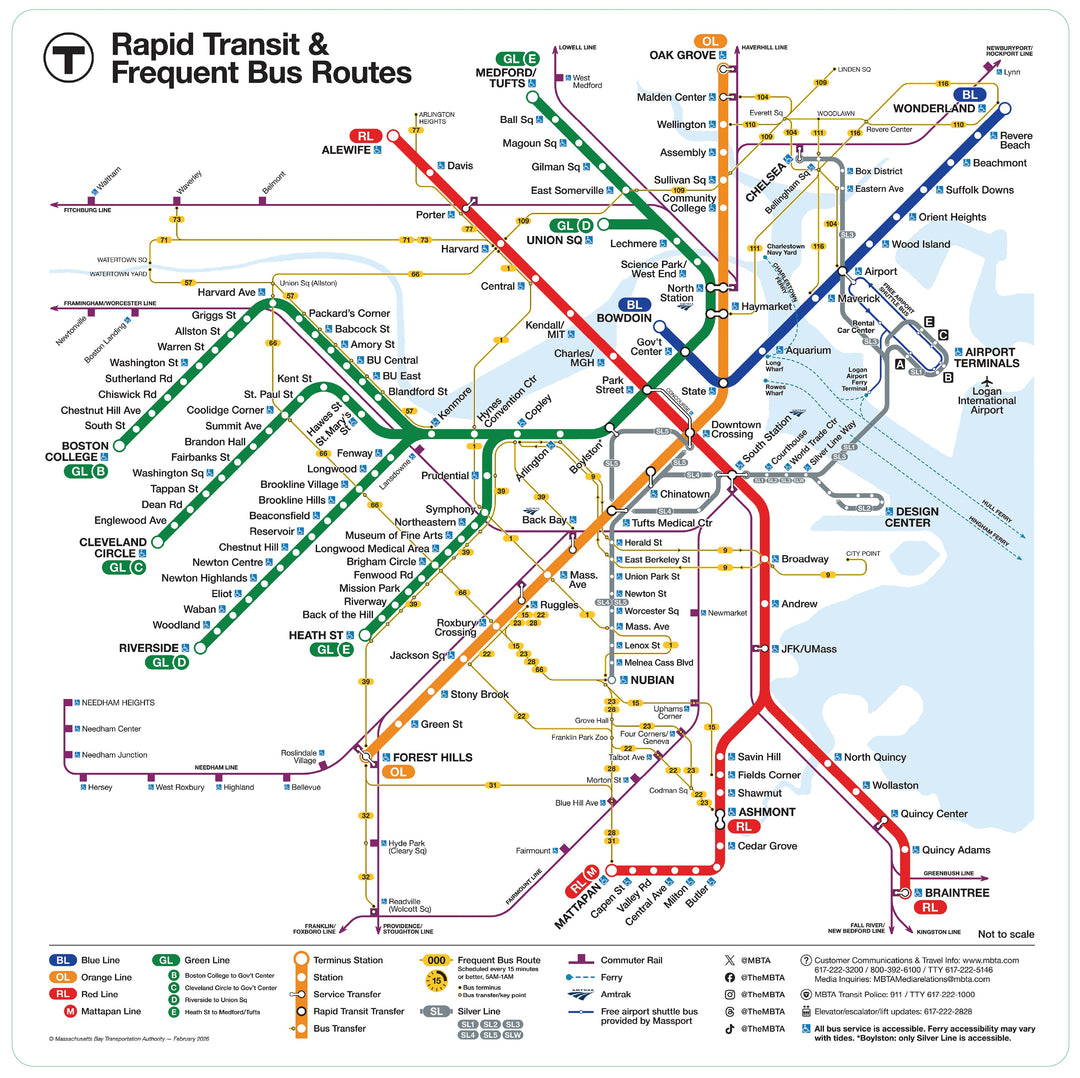 Boston MBTA Rapid Transit Map Adhesive Vinyl Wall Decal – WardMaps LLC