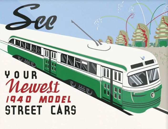 "See Your Newest 1940 Model Streetcars" PPC Car Magnet – WardMaps LLC
