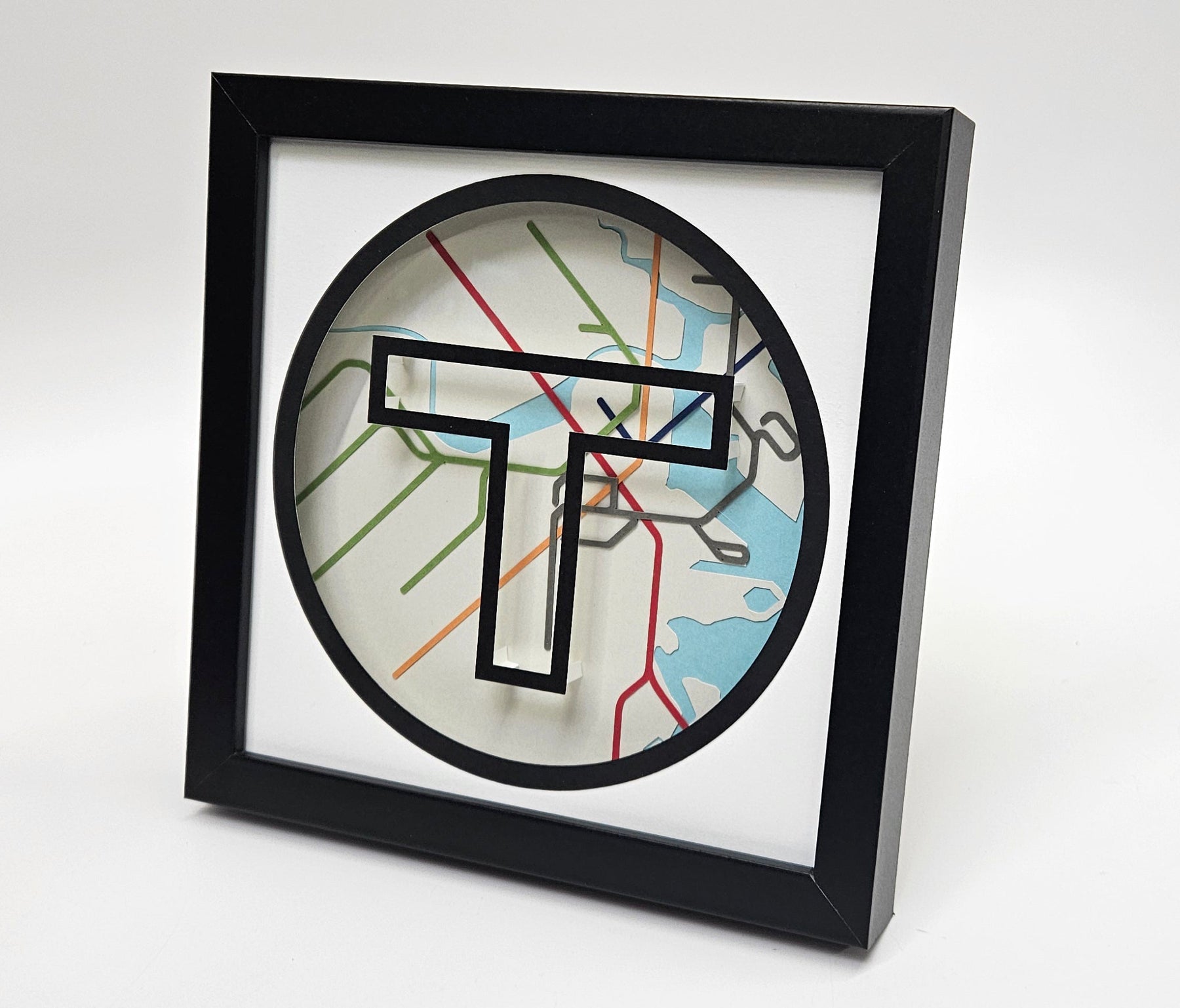 Boston MBTA Map Framed 3D Paper Art – WardMaps LLC