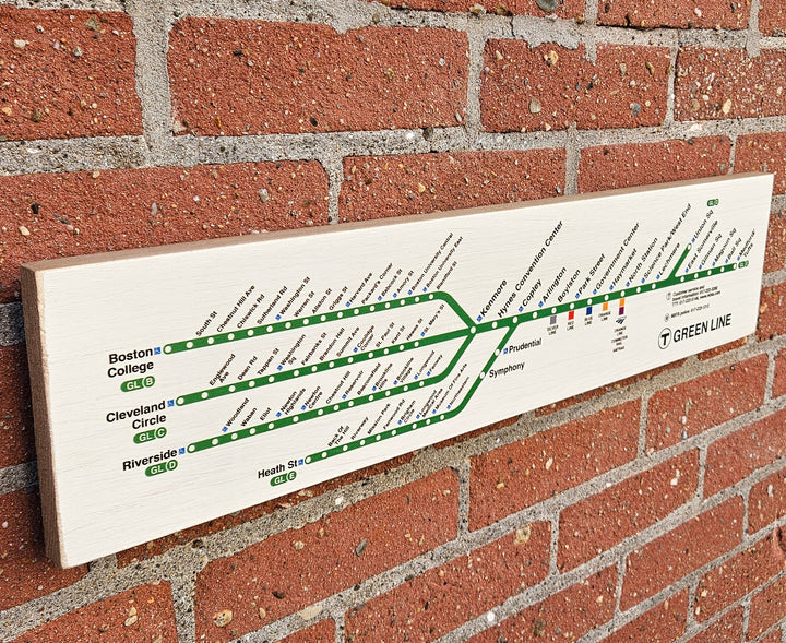 Wood Boston MBTA Replica Green Line Map Wall Art – WardMaps LLC