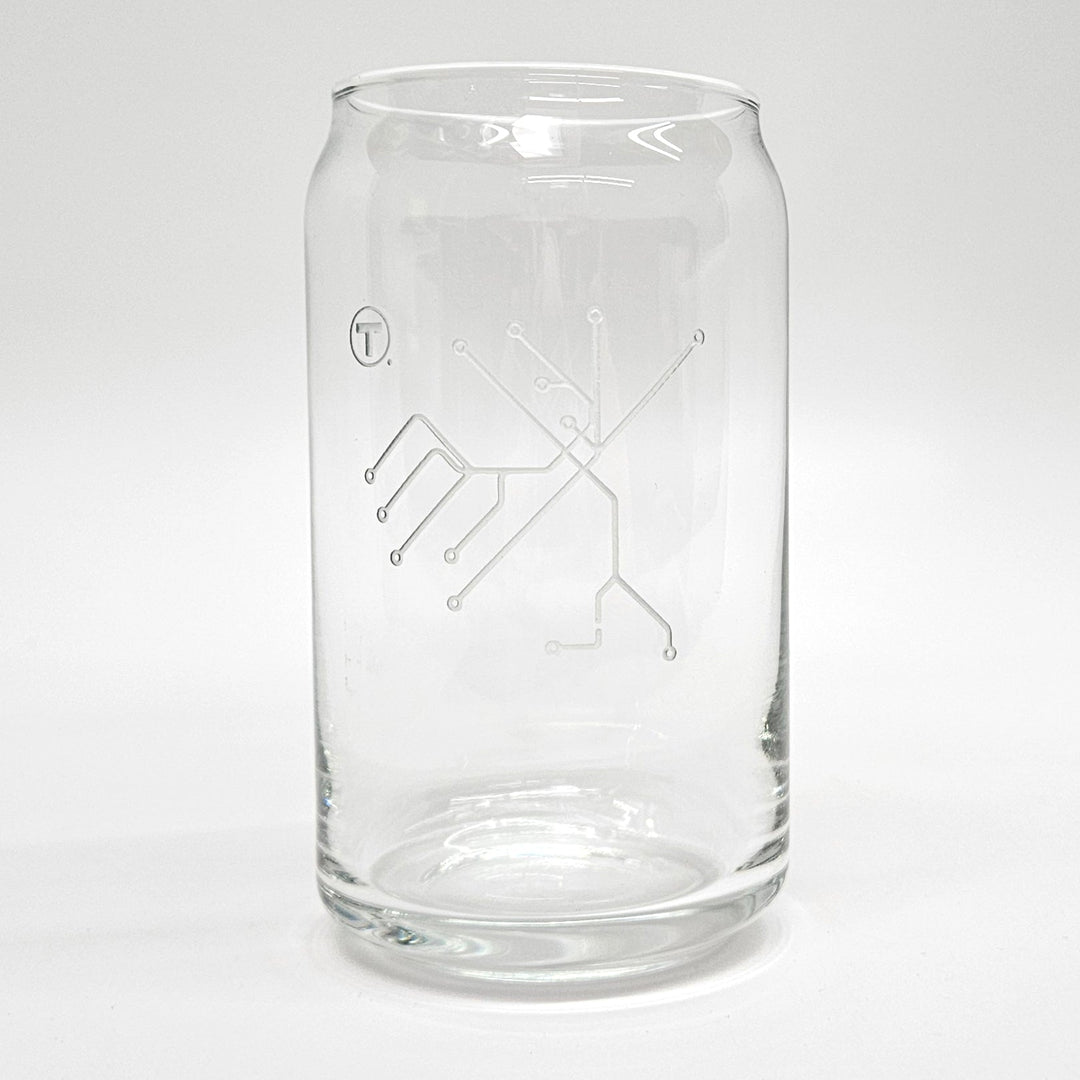 Boston MBTA Rapid Transit Map Can-Shaped Glass – WardMaps LLC