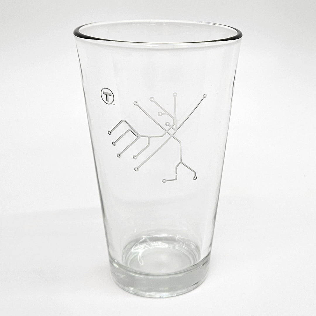 Boston MBTA Rapid Transit Map Pint Glass – WardMaps LLC