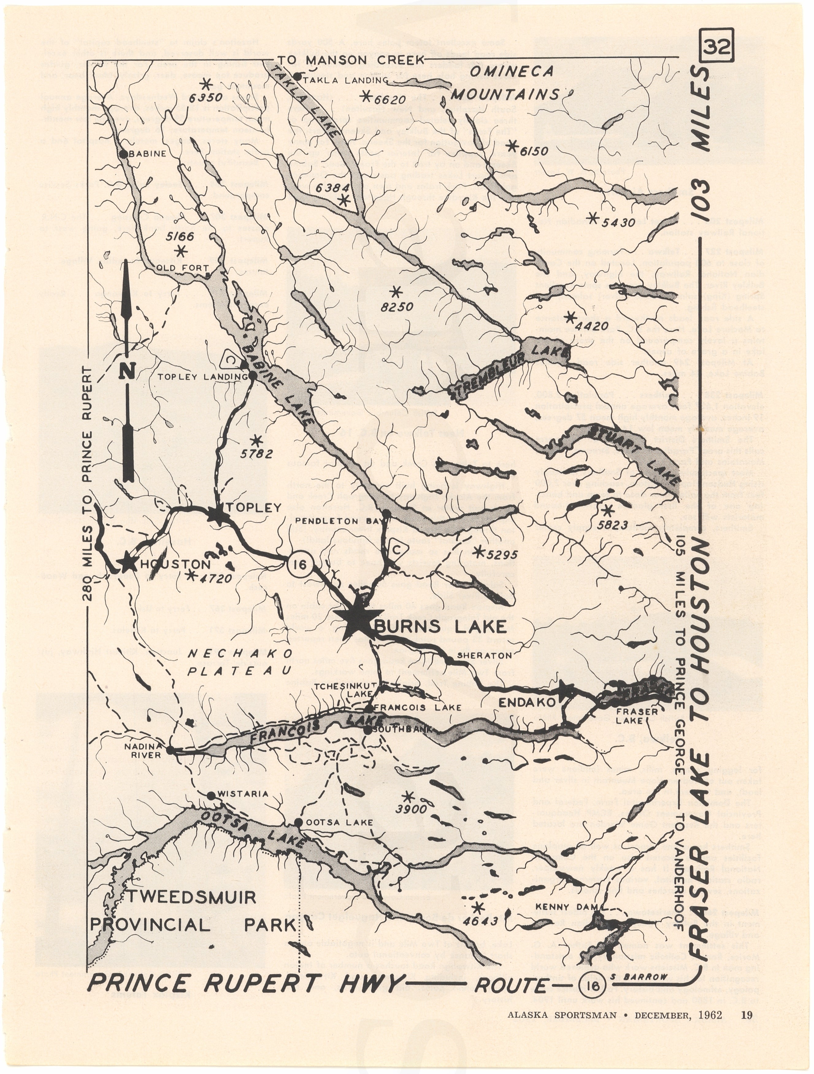Prince Rupert Highway 32: Fraser Lake to Houston, BC 1962 – WardMaps LLC