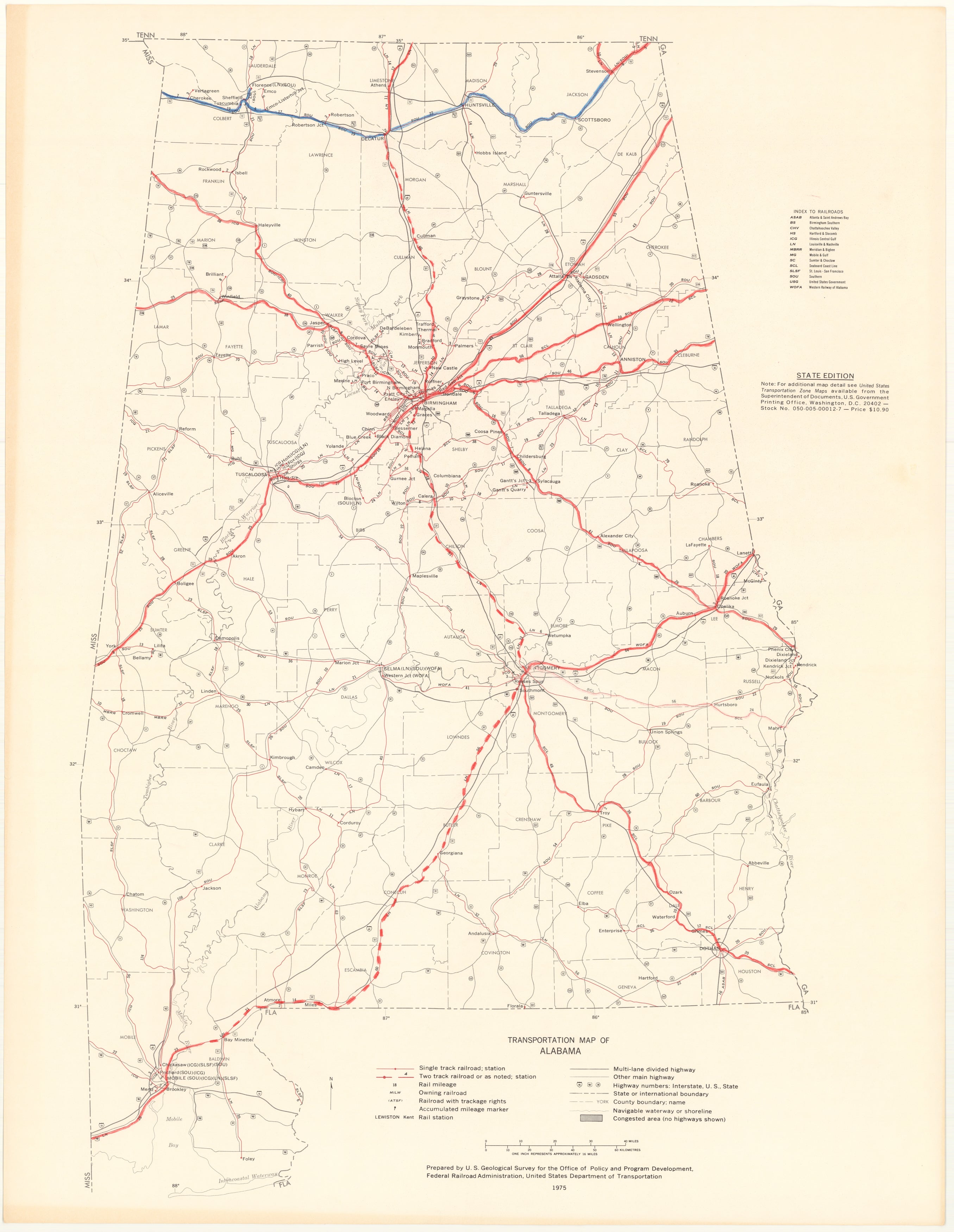 Alabama Transportation Map 1975: State Edition – WardMaps LLC