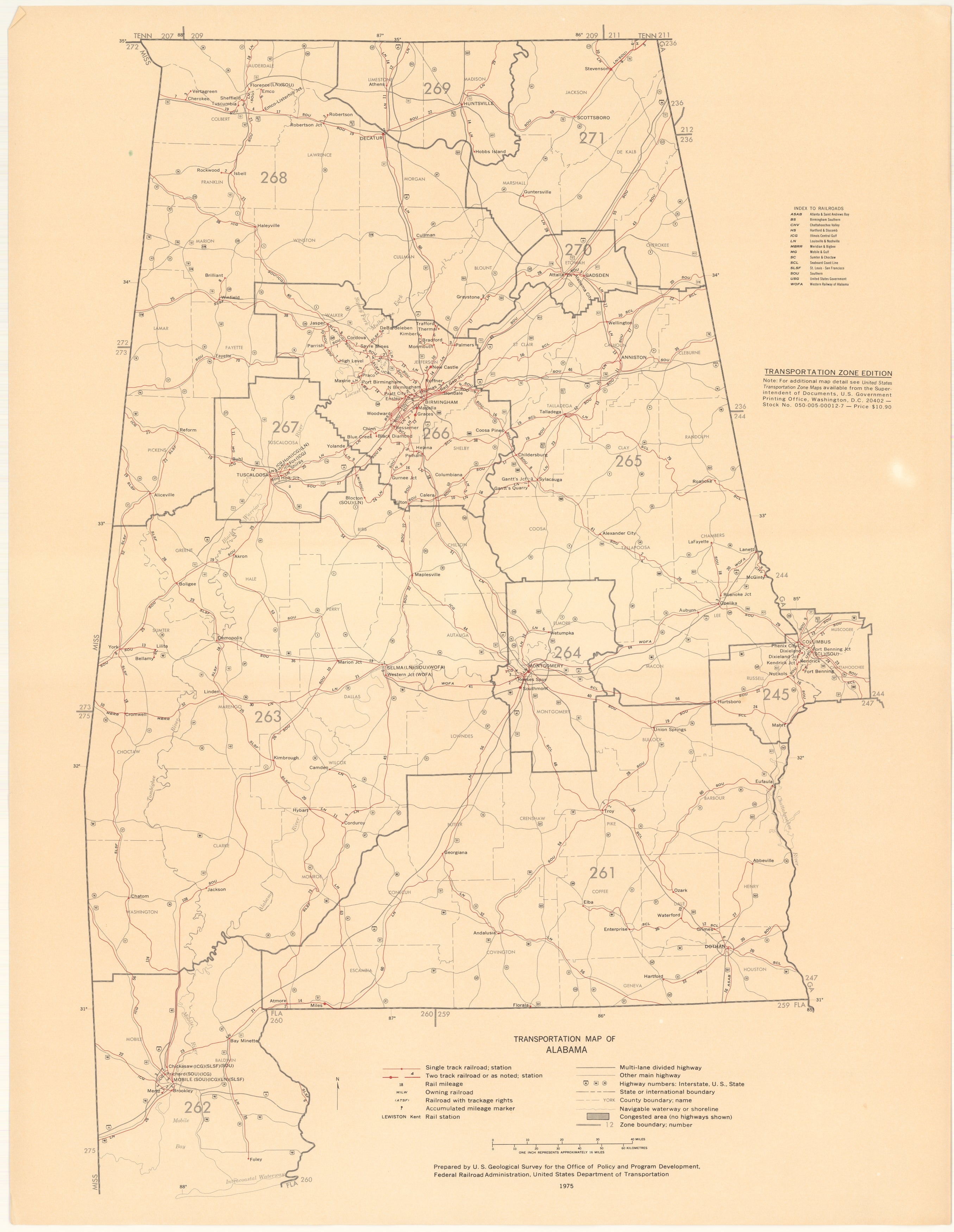 Alabama Transportation Map 1975: Zone Edition – WardMaps LLC