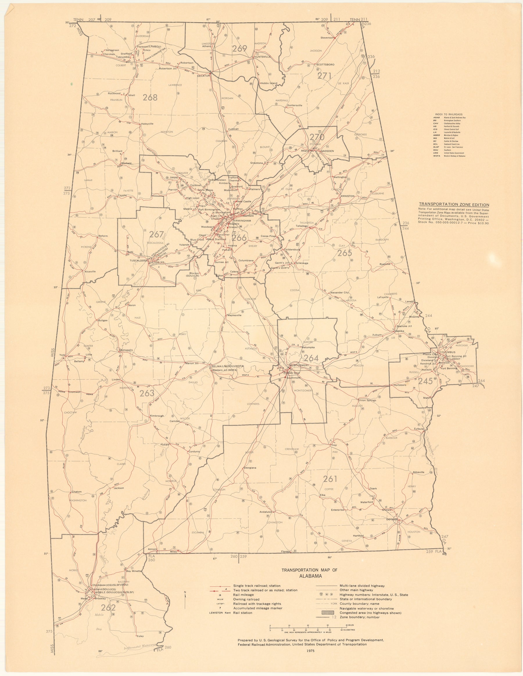 Alabama Transportation Map 1975: Zone Edition – WardMaps LLC