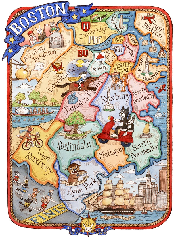 Boston, Massachusetts Graphic Map Print 11"x14" – WardMaps LLC