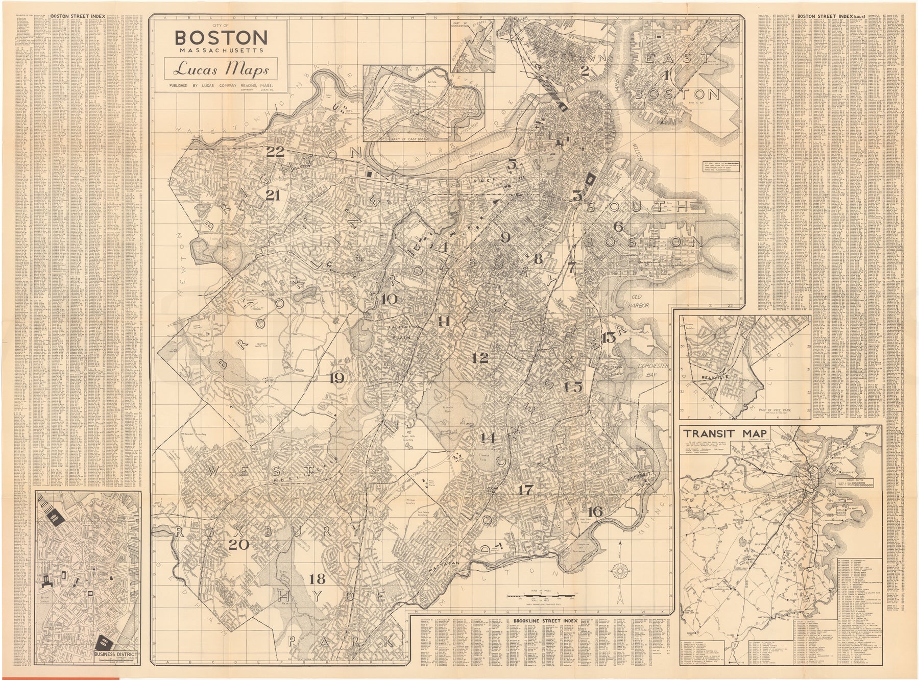 Boston, Massachusetts 1940s circa (Lucas Maps) – WardMaps LLC