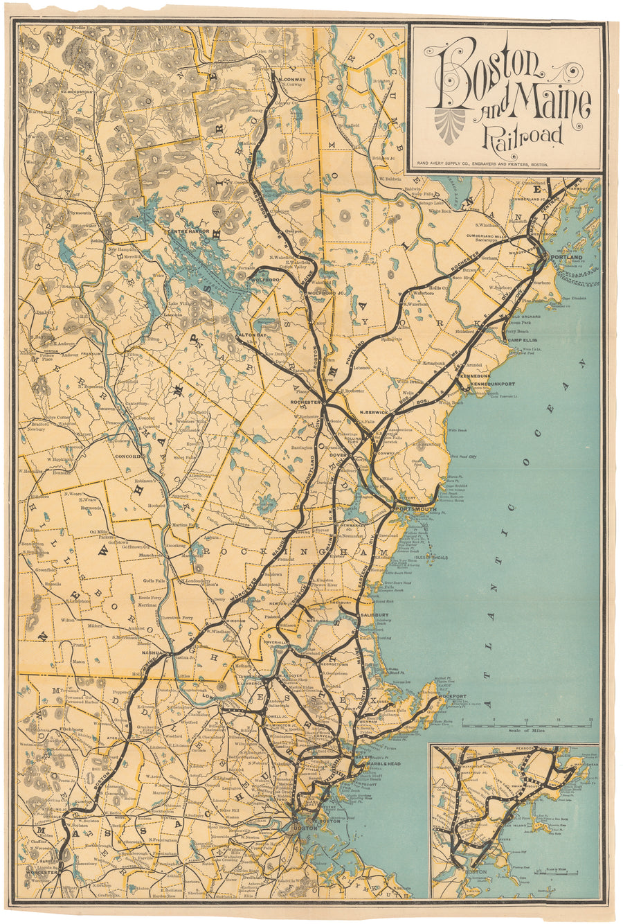Boston & Maine Railroad System Map 1890 – WardMaps LLC