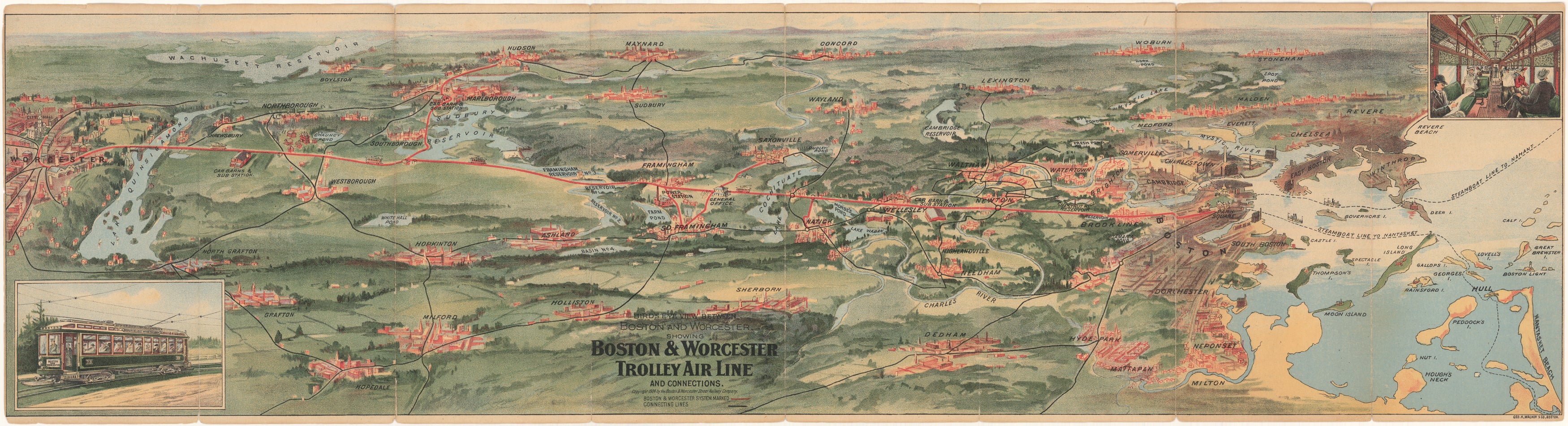 Boston & Worcester (Massachusetts) Trolley Air Line 1904 – WardMaps LLC