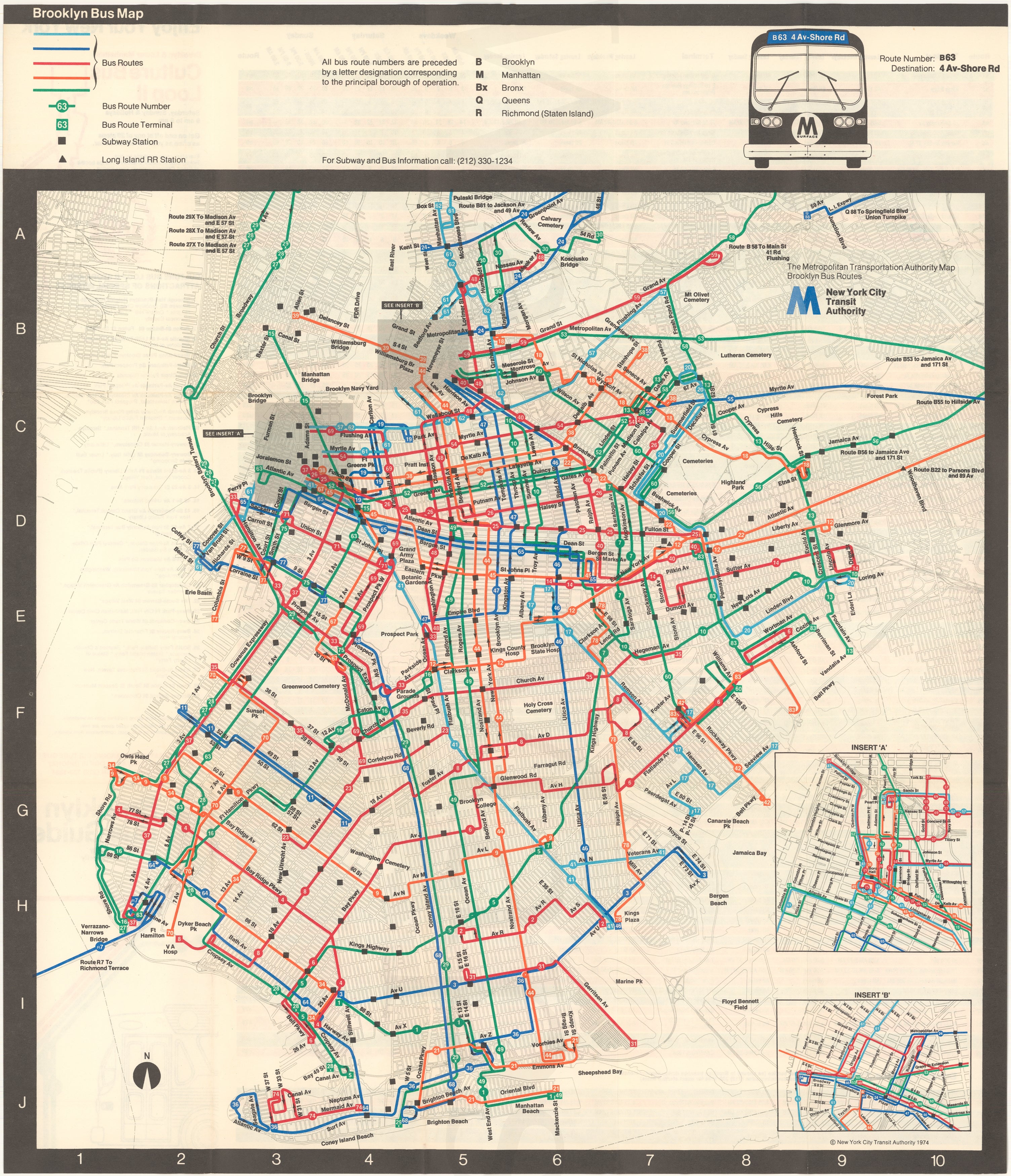 Brooklyn, New York Bus System Map 1974 – WardMaps LLC