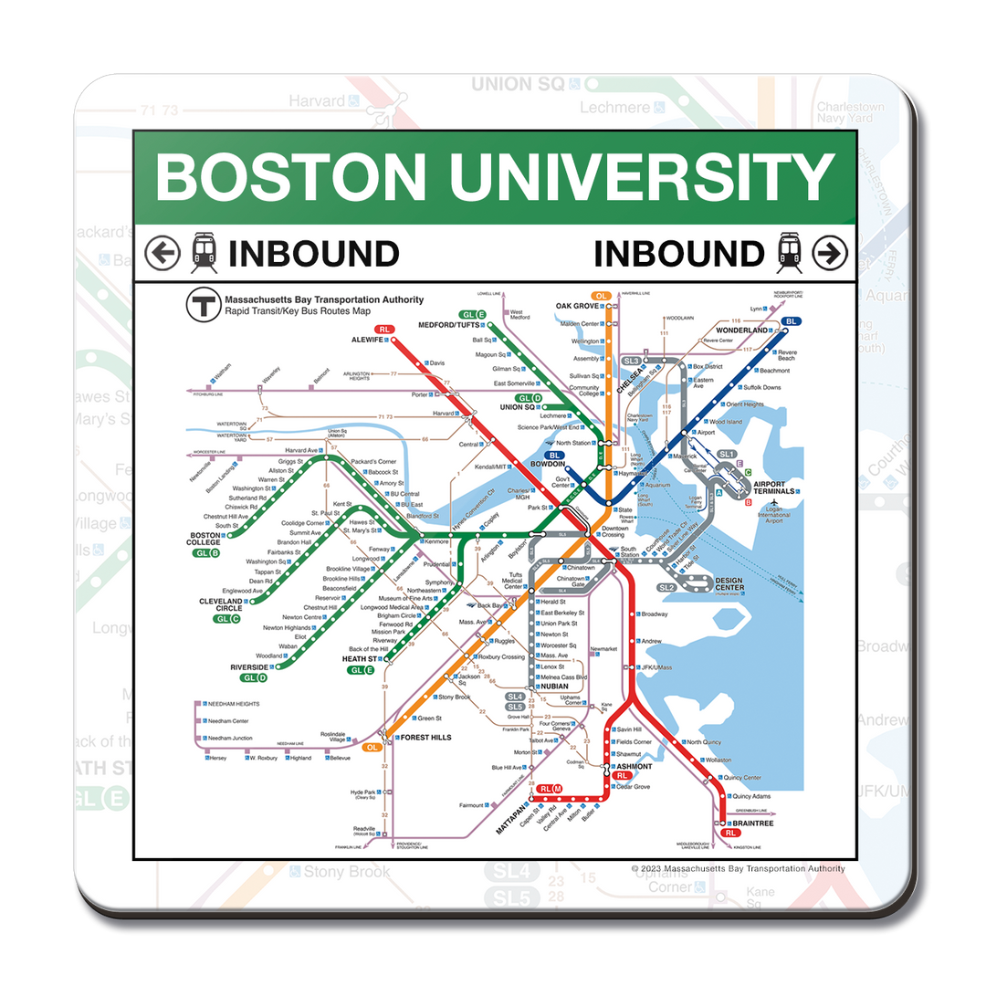 MBTA Boston University Green Line Station Coaster – WardMaps LLC