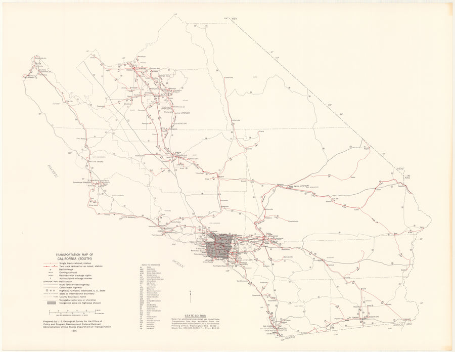 California South Transportation Map 1975: State Edition – WardMaps LLC