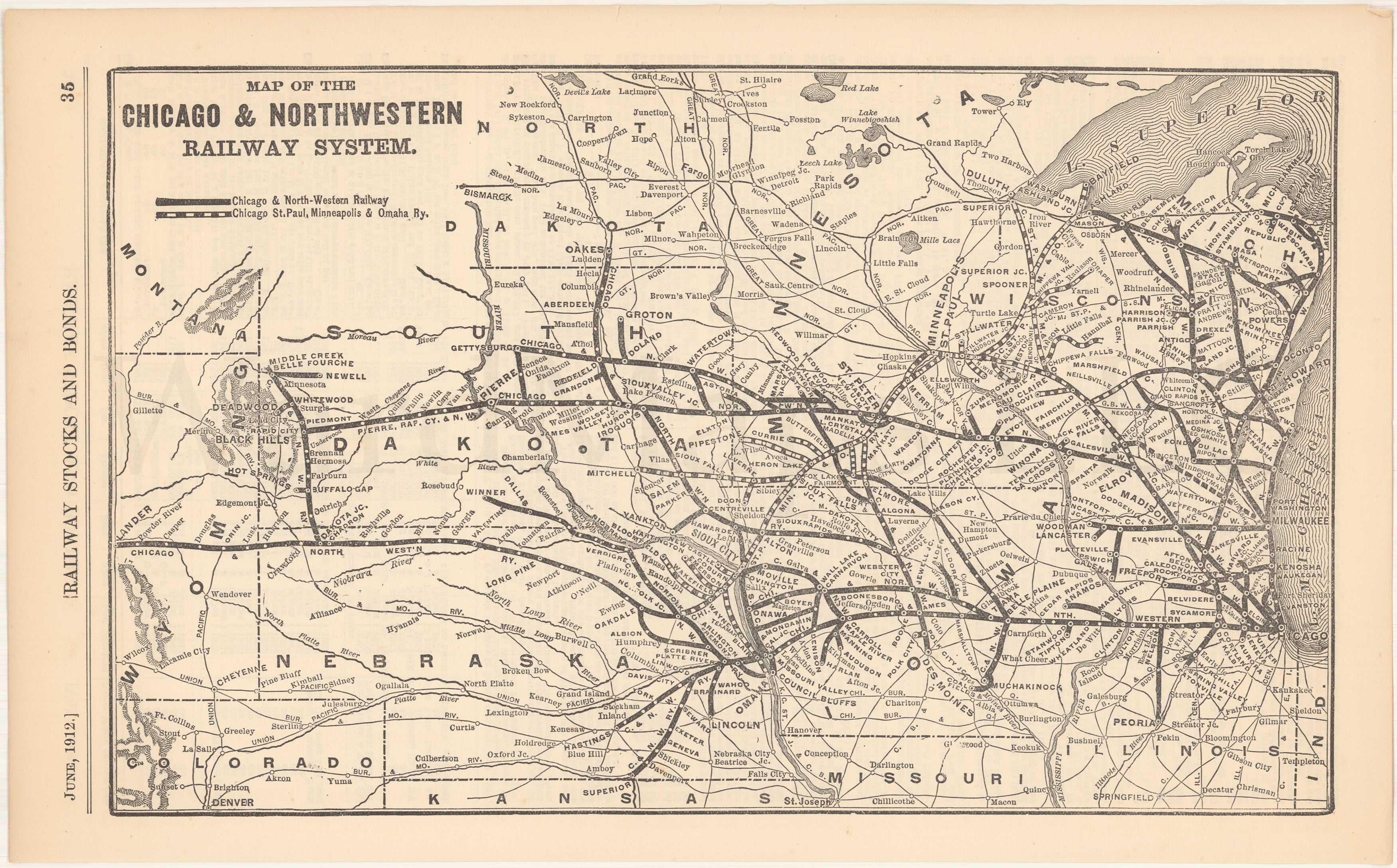 Chicago & Northwestern Railway System 1912 – WardMaps LLC
