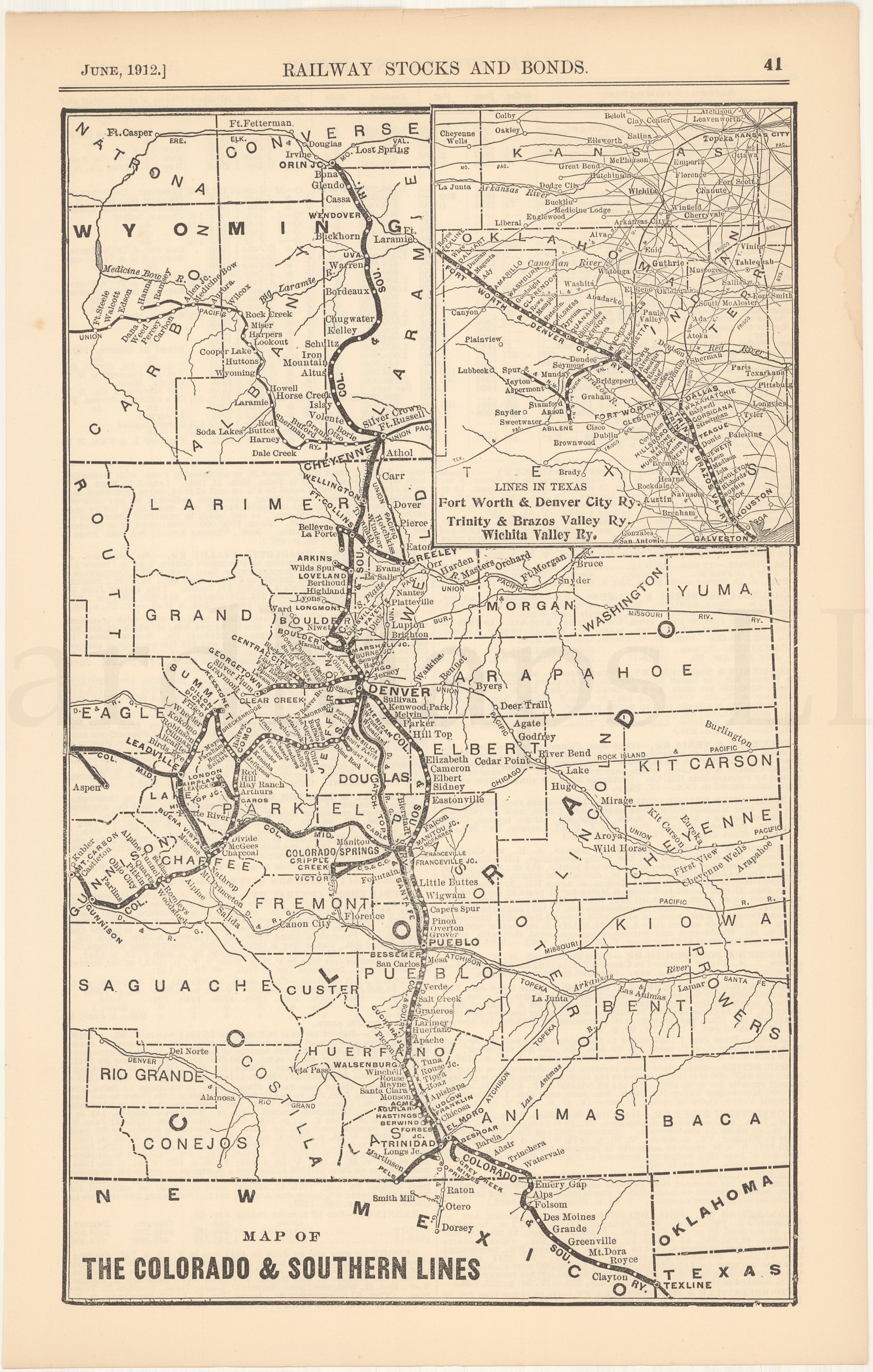 Colorado & Southern Railroad Lines 1912 – WardMaps LLC