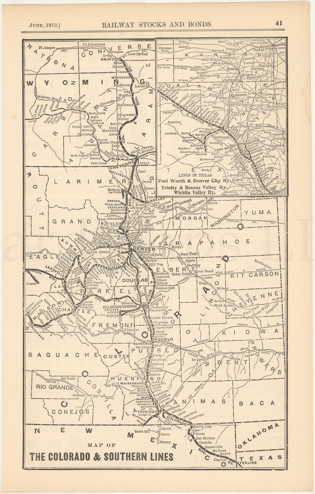 Colorado & Southern Railroad Lines 1912 – WardMaps LLC