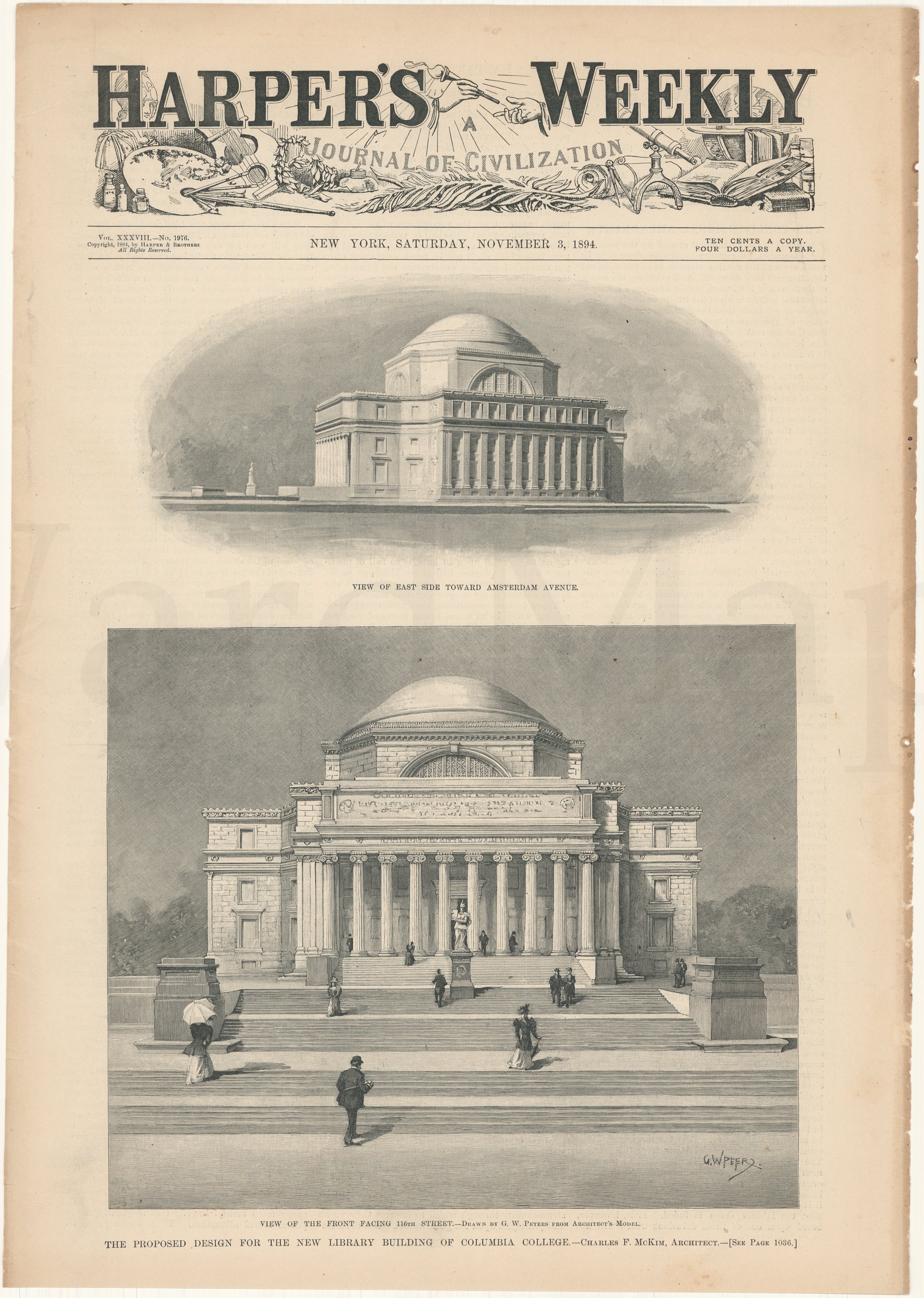 Columbia College (University) Library, New York, NY 1894 – WardMaps LLC