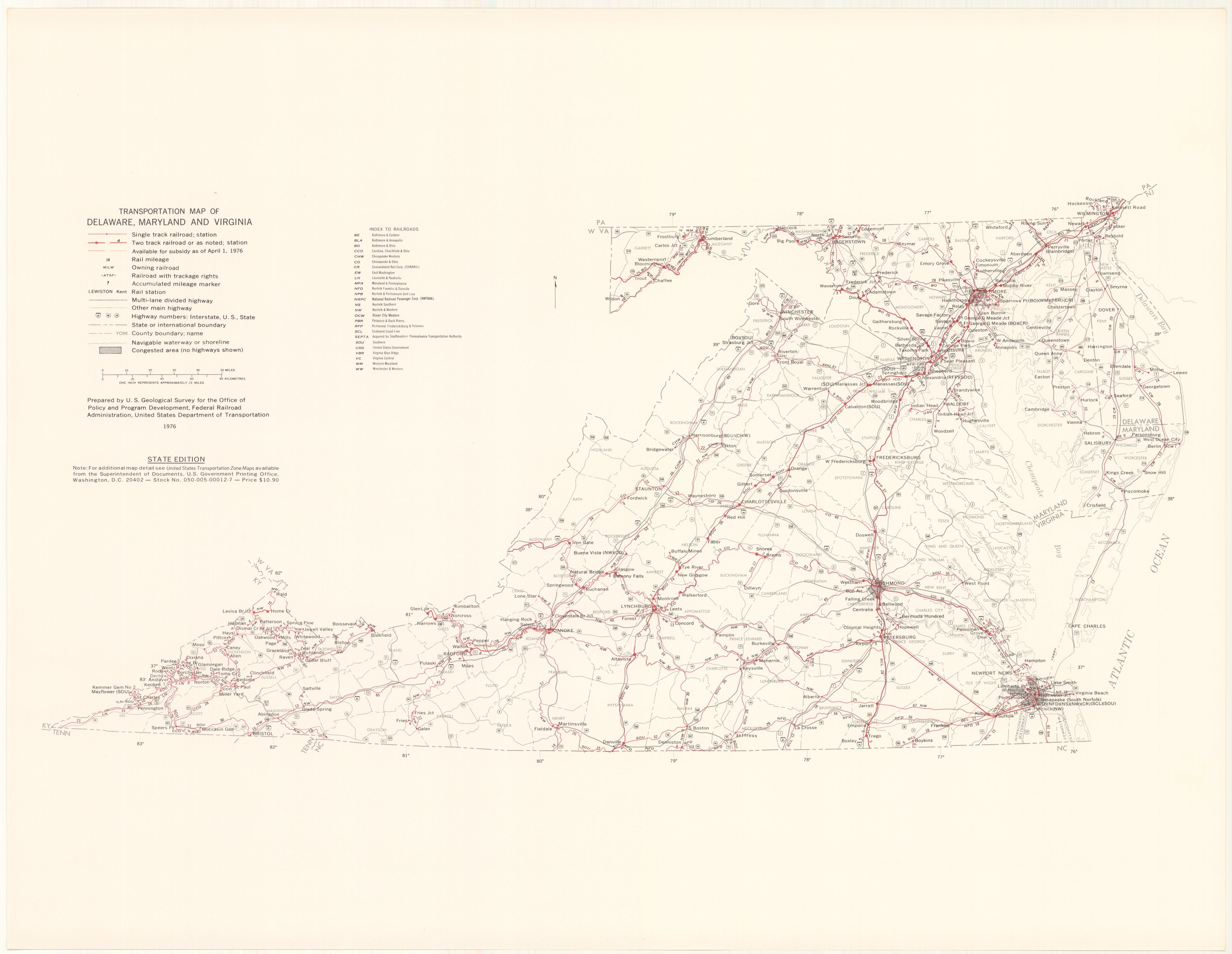 Delaware, Maryland, and Virginia Transportation Map 1976: State Editio ...