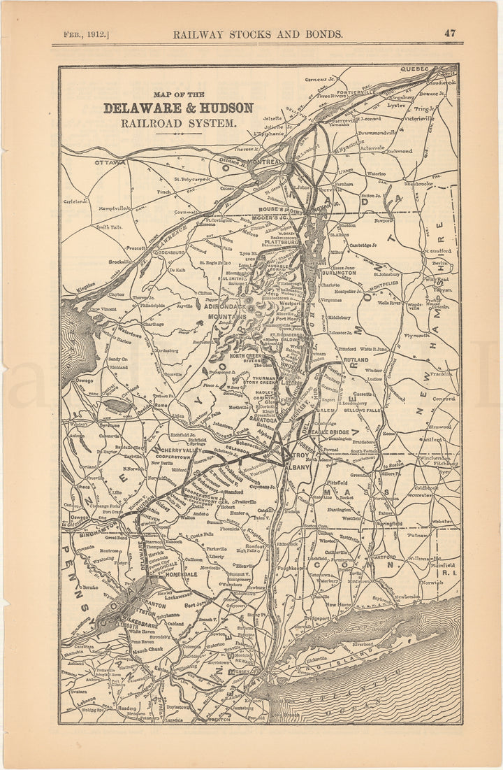 Delaware & Hudson Railroad System 1912 – WardMaps LLC