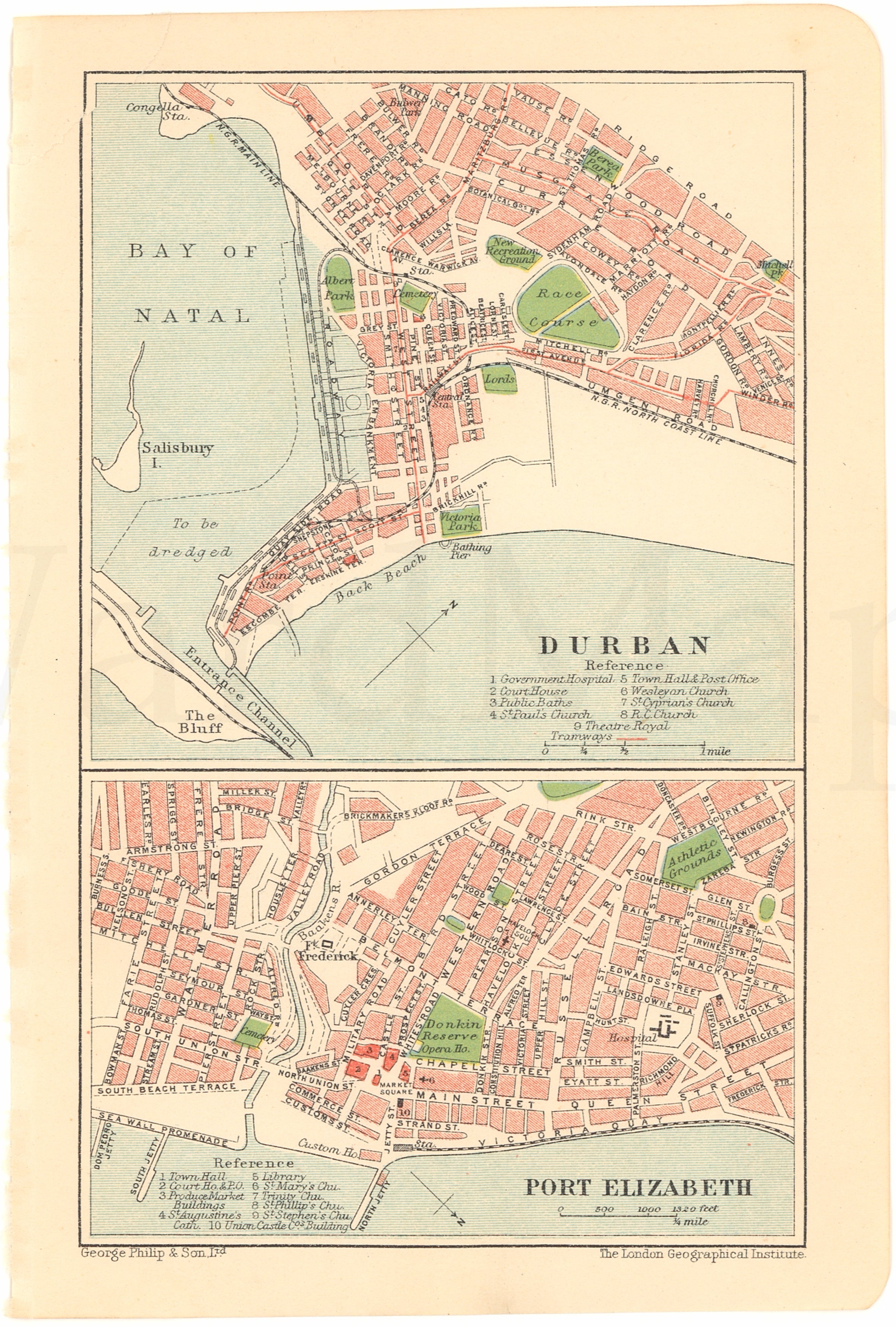Durban and Port Elizabeth, South Africa 1920 – WardMaps LLC