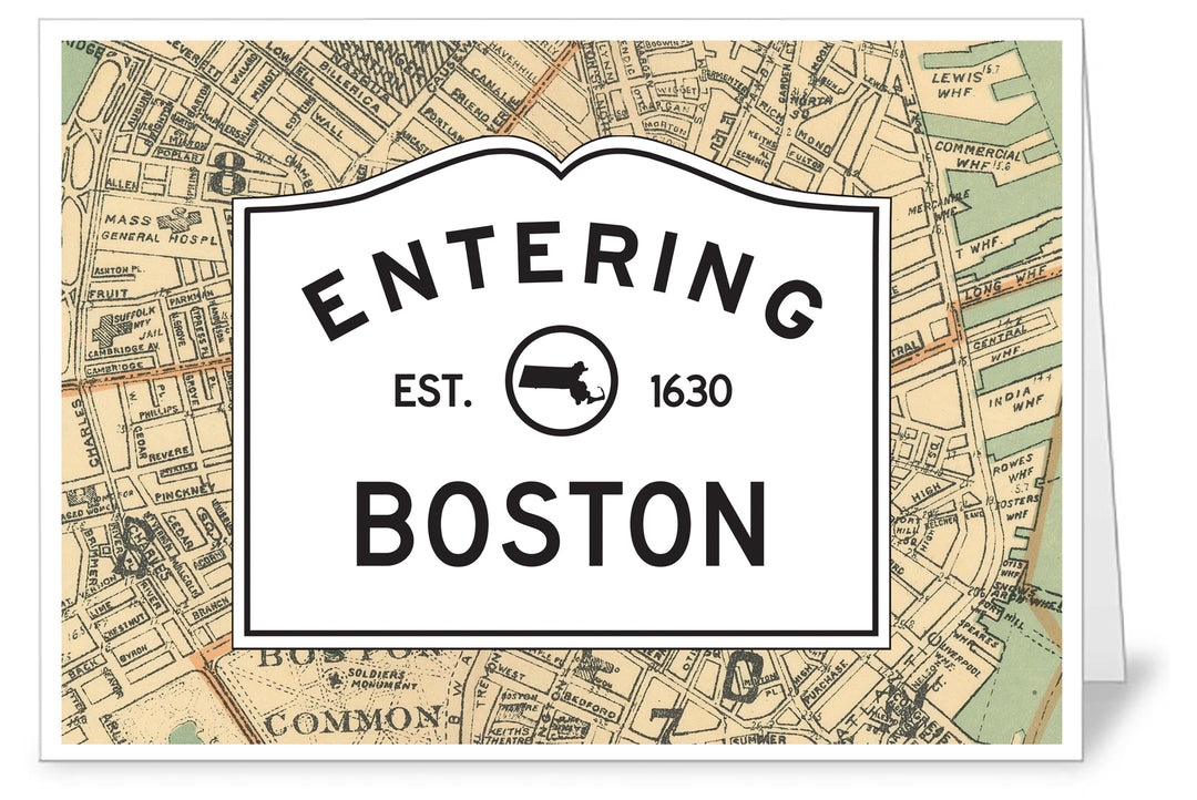 Entering Boston, Massachusetts Greeting Card – WardMaps LLC