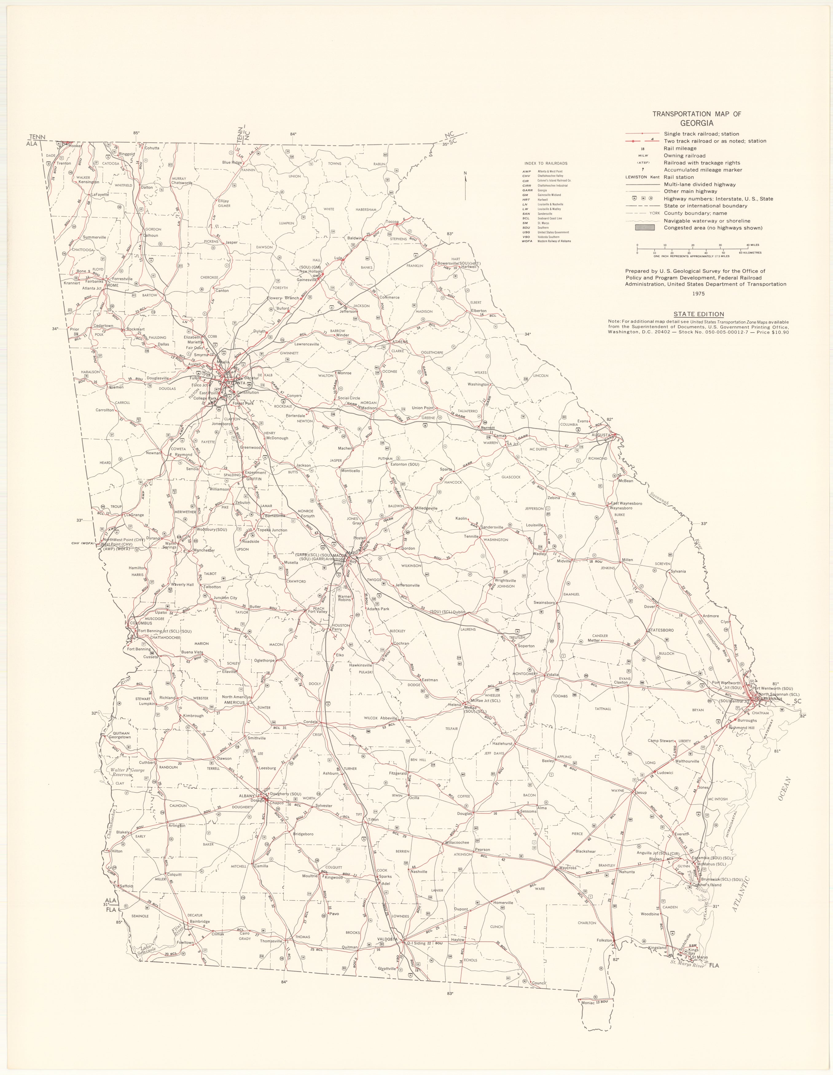 Georgia Transportation Map 1975: State Edition – WardMaps LLC