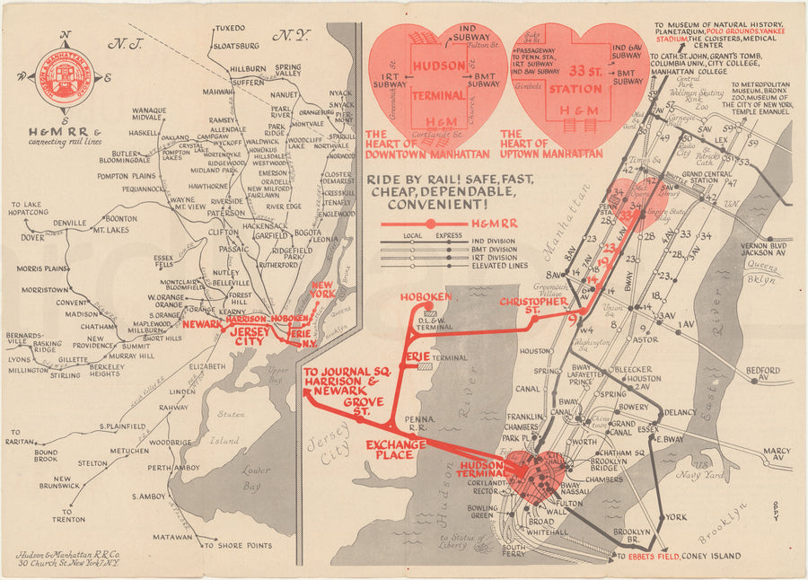 Hudson & Manhattan Railroad Co. System Maps Circa 1920s – WardMaps LLC