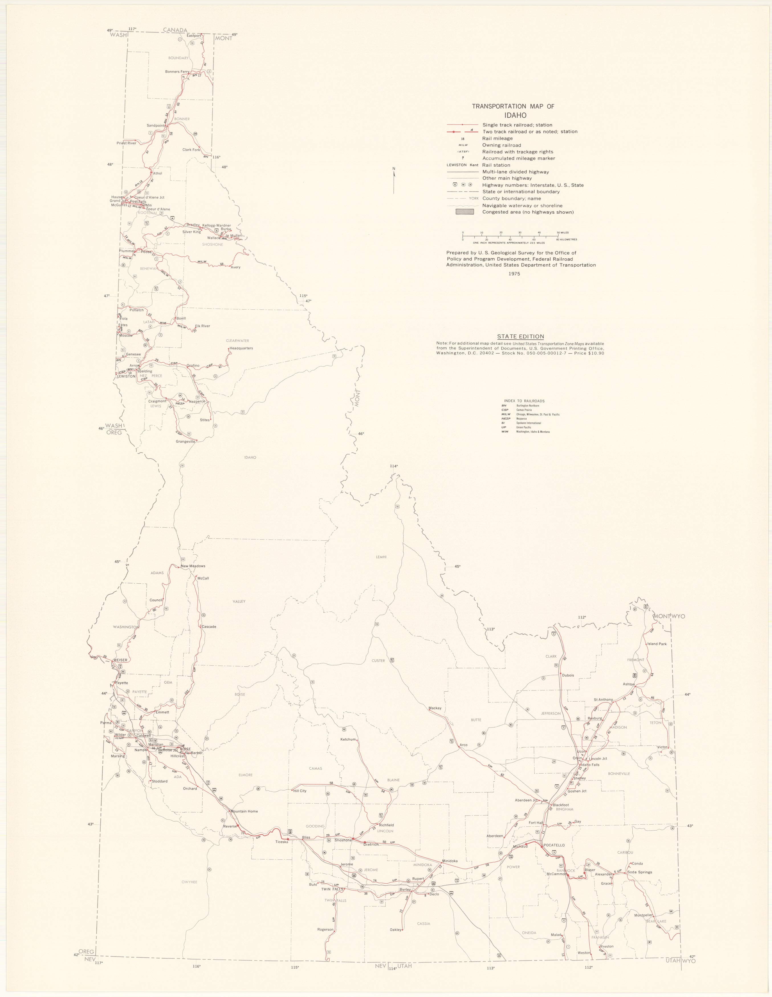 Idaho Transportation Map 1975: State Edition – WardMaps LLC