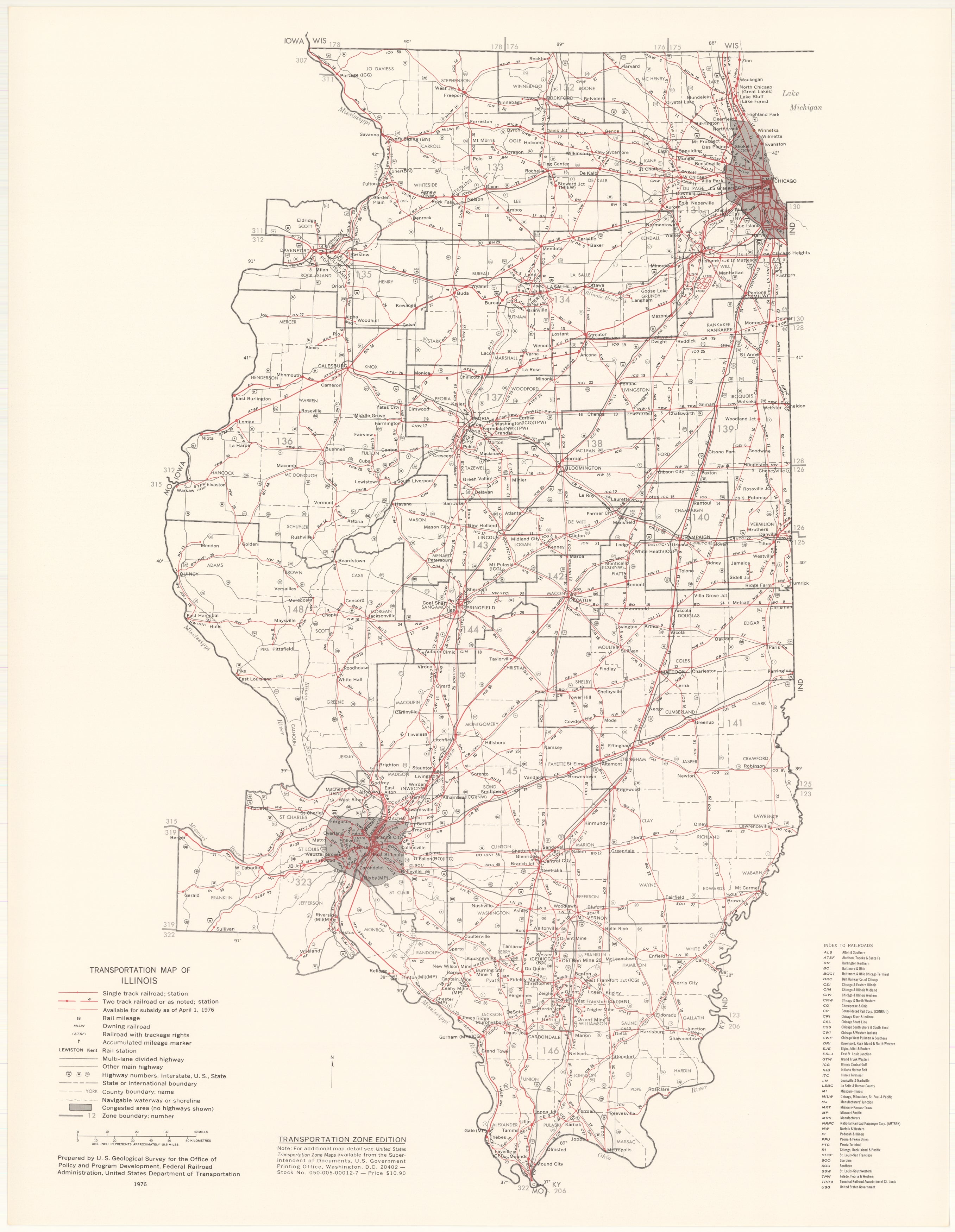 Illinois Transportation Map 1976: Zone Edition – WardMaps LLC