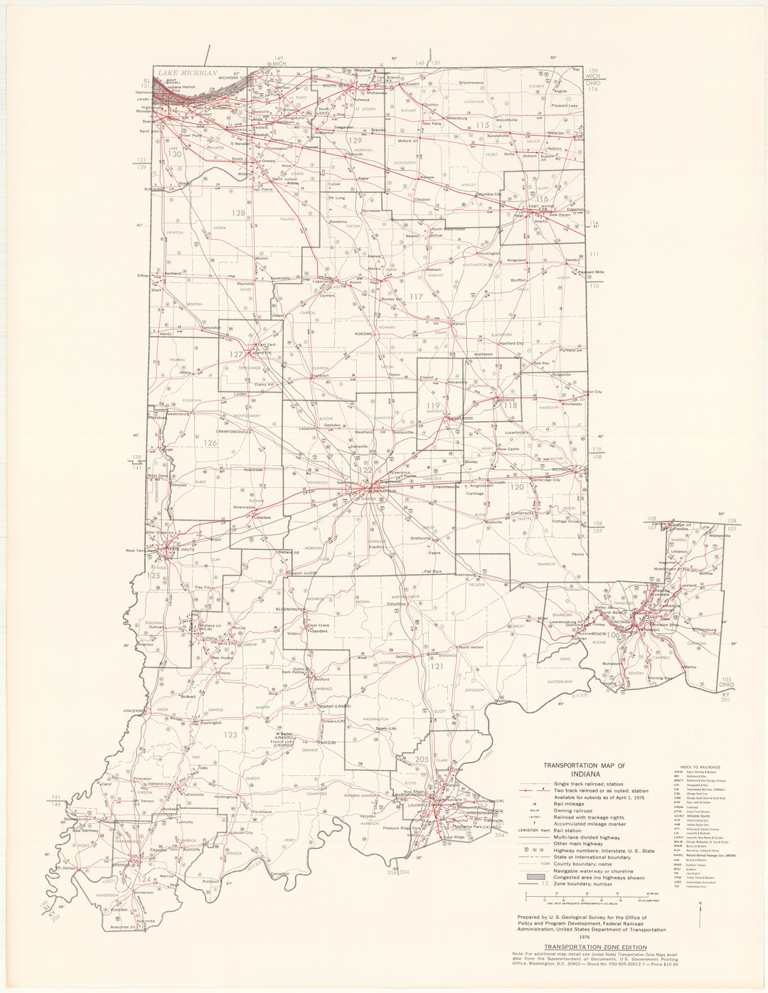 Indiana Transportation Map 1976: Zone Edition – WardMaps LLC