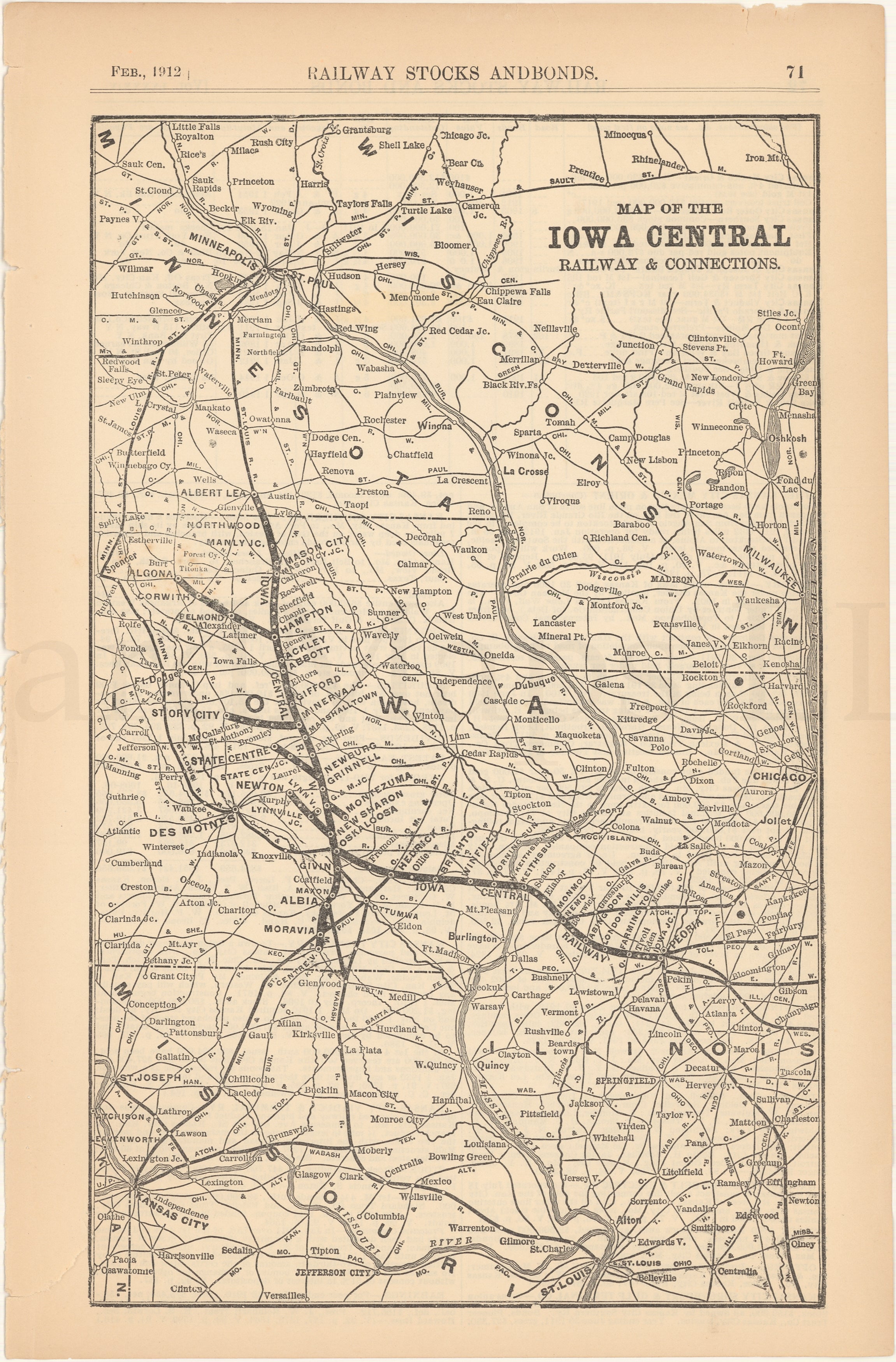 Iowa Central Railway and Connections 1912 – WardMaps LLC