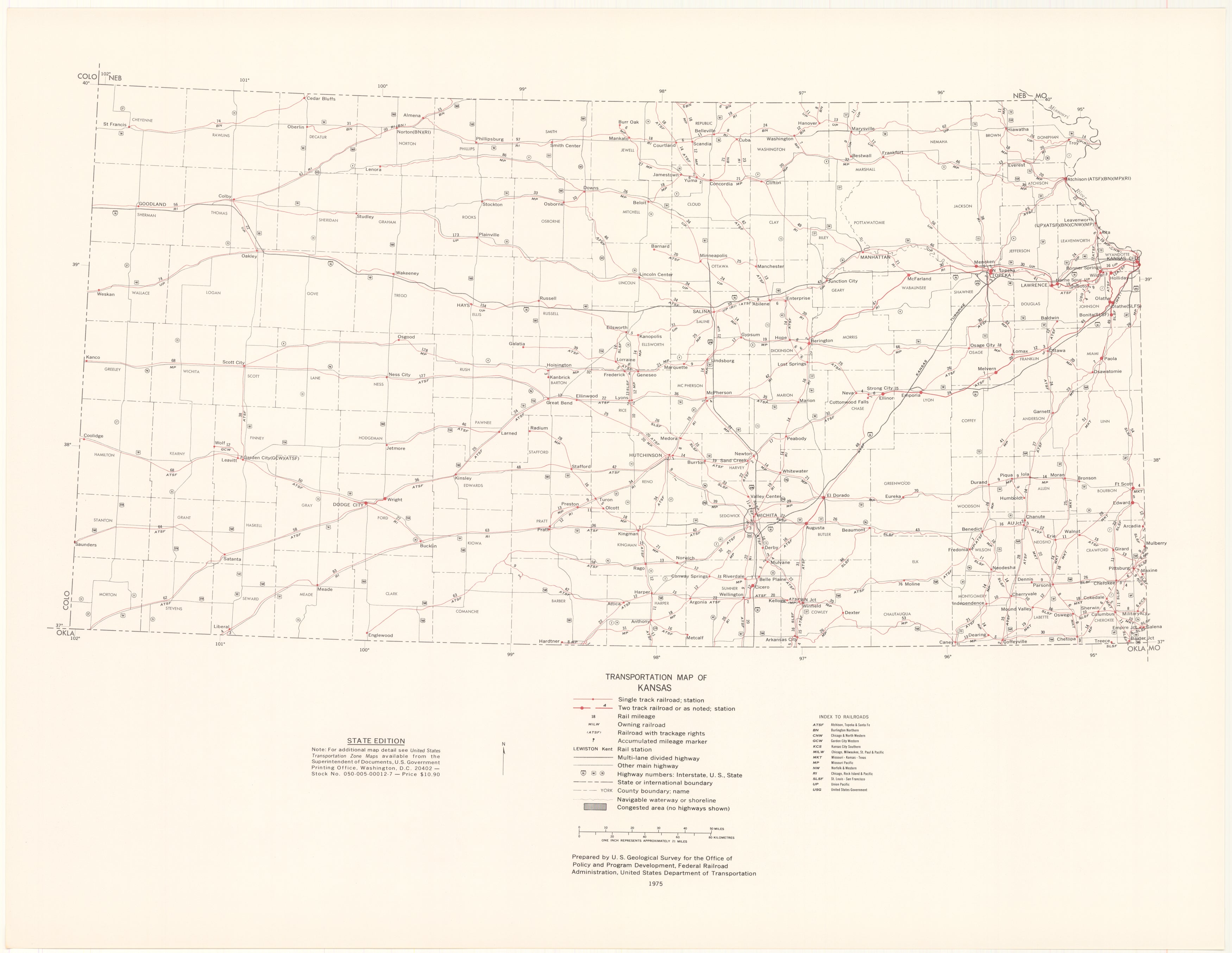 Kansas Transportation Map 1975: State Edition – WardMaps LLC