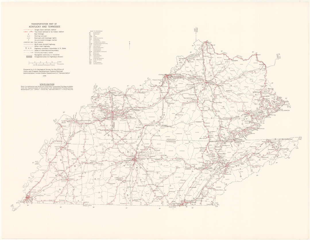 Kentucky and Tennessee Transportation Map 1976: State Edition ...