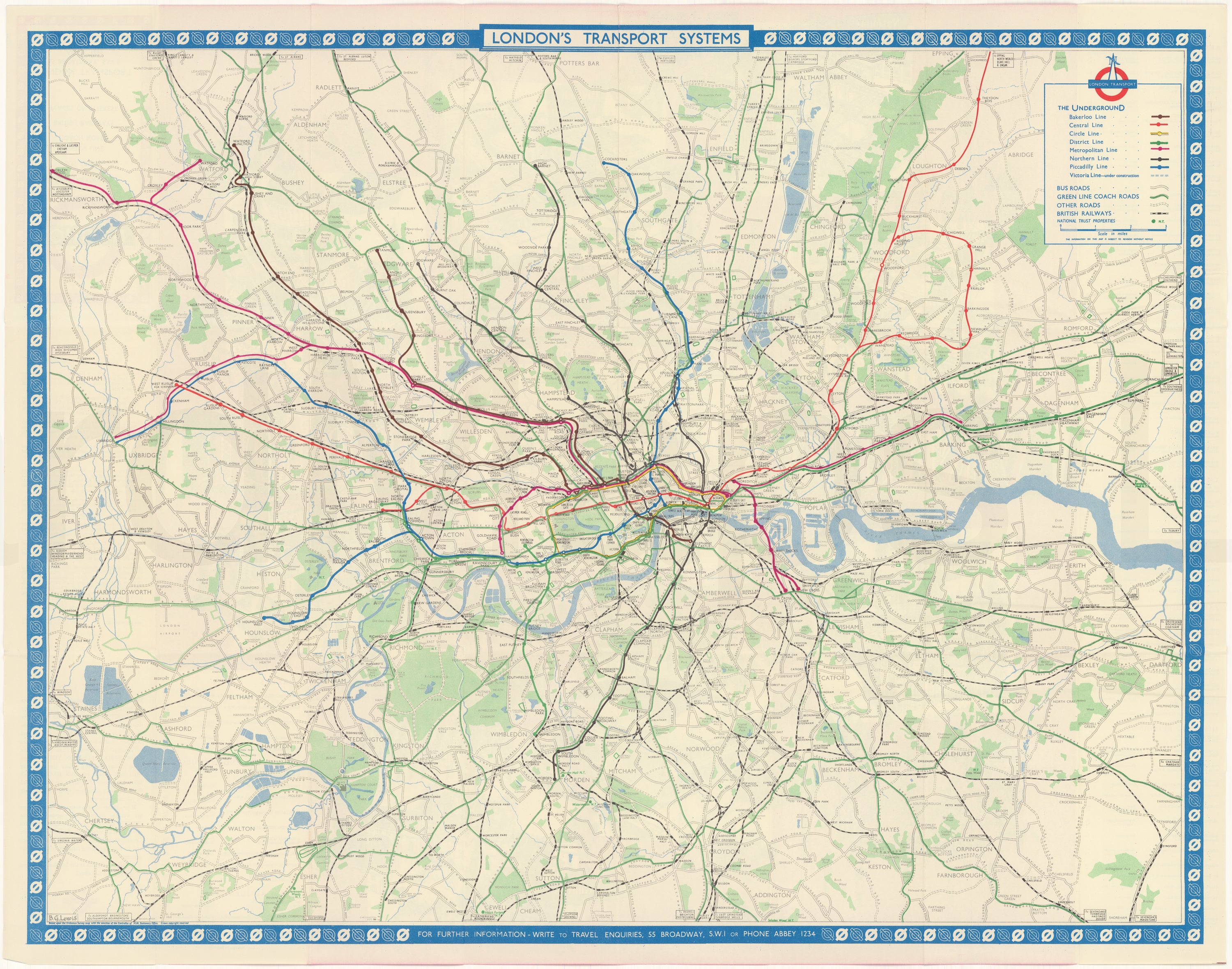 London (England) Underground 1965 (Side B) – WardMaps LLC