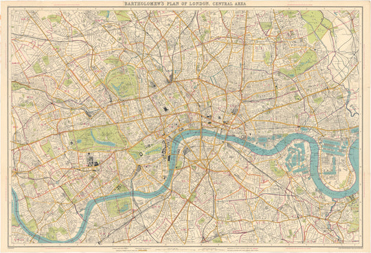 London, England circa 1940 "Bartholomew's Plan of London, Central Area ...