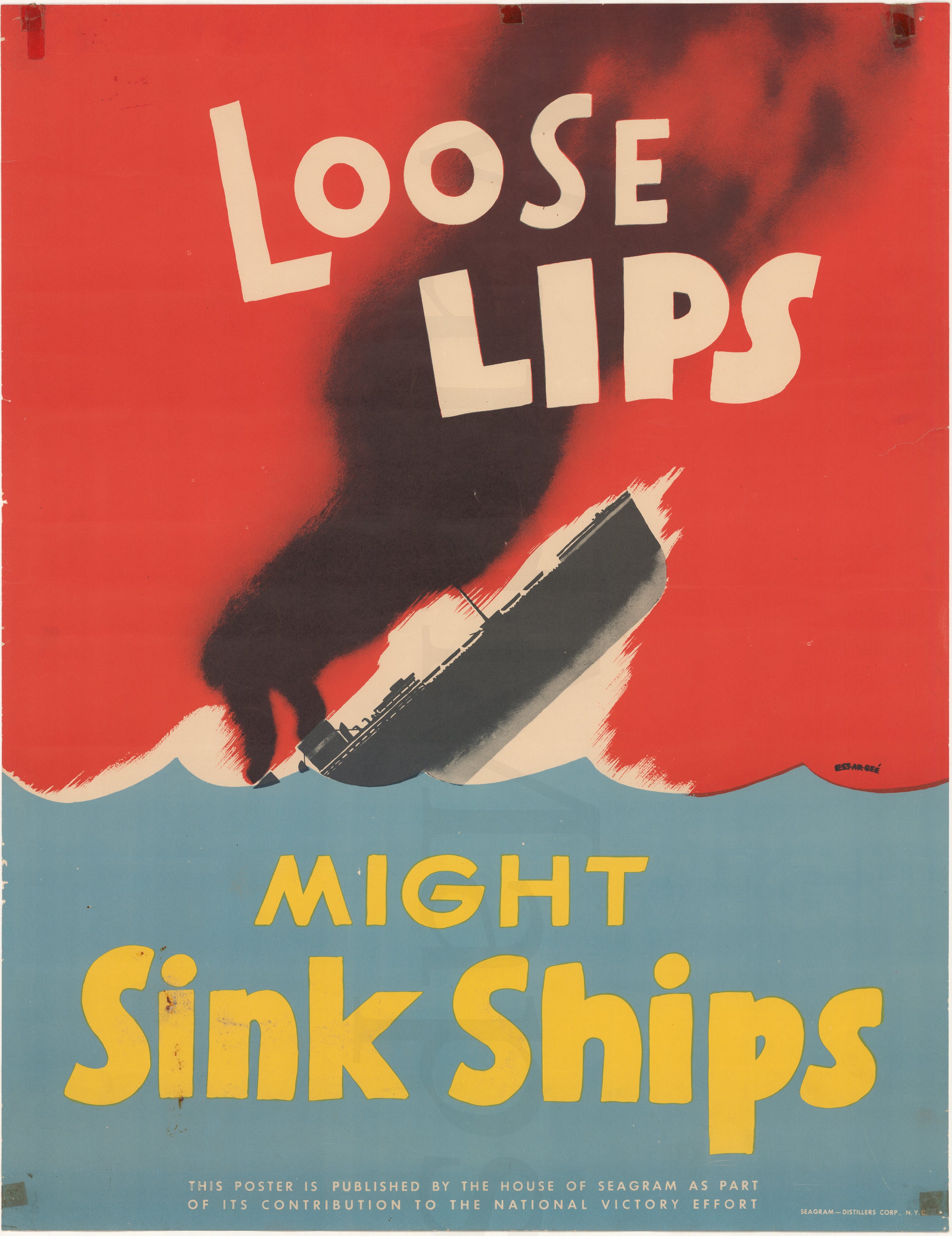 Loose Lips Might Sink Ships World War II Poster circa 1941-43 ...