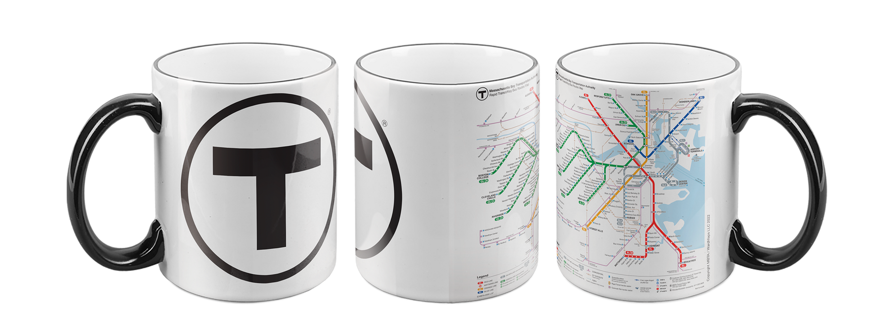 MBTA T LOGO with RAPID TRANSIT MAP Mug – WardMaps LLC