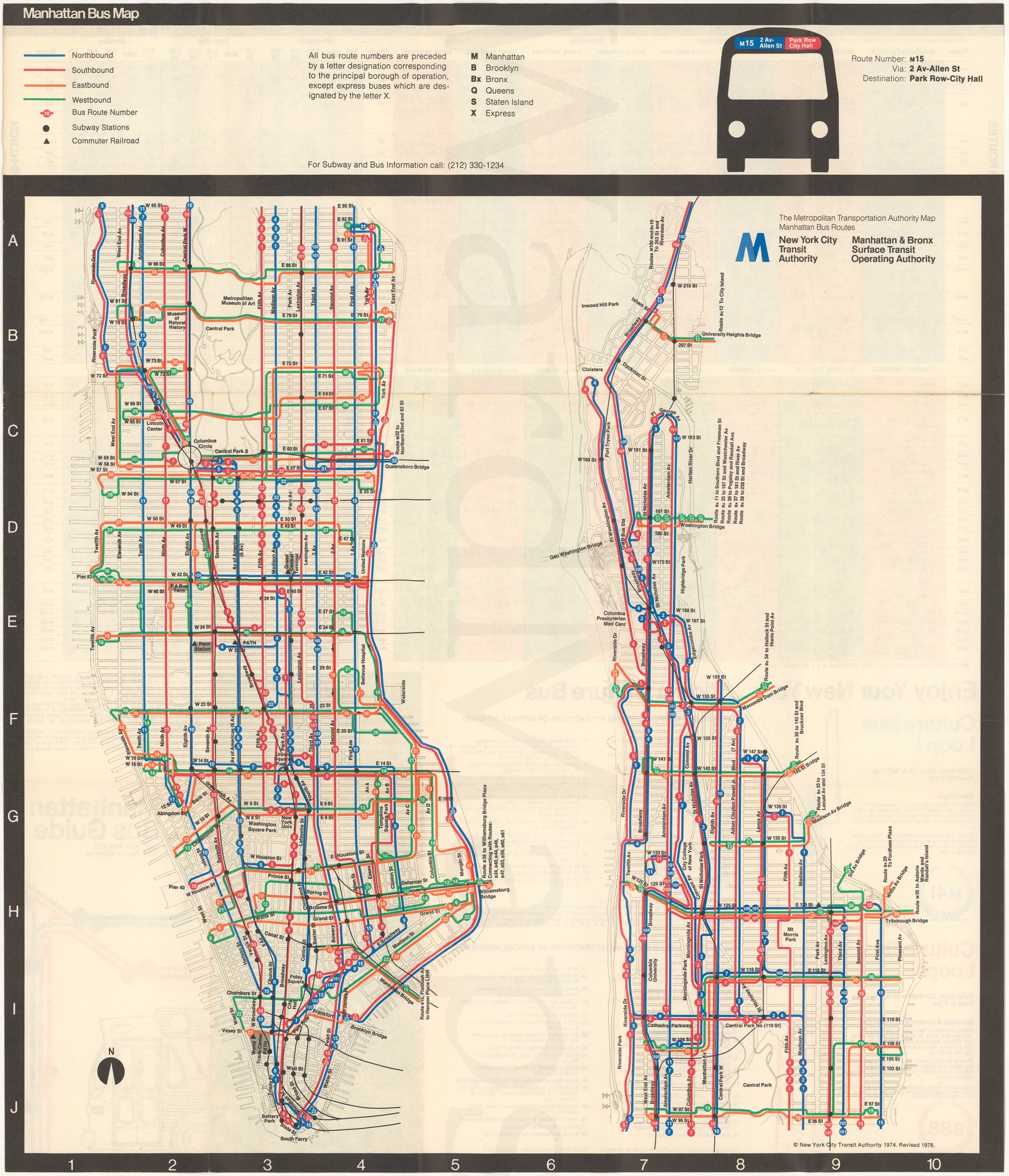 Manhattan, New York Bus System Map 1976 (Side A) – WardMaps LLC