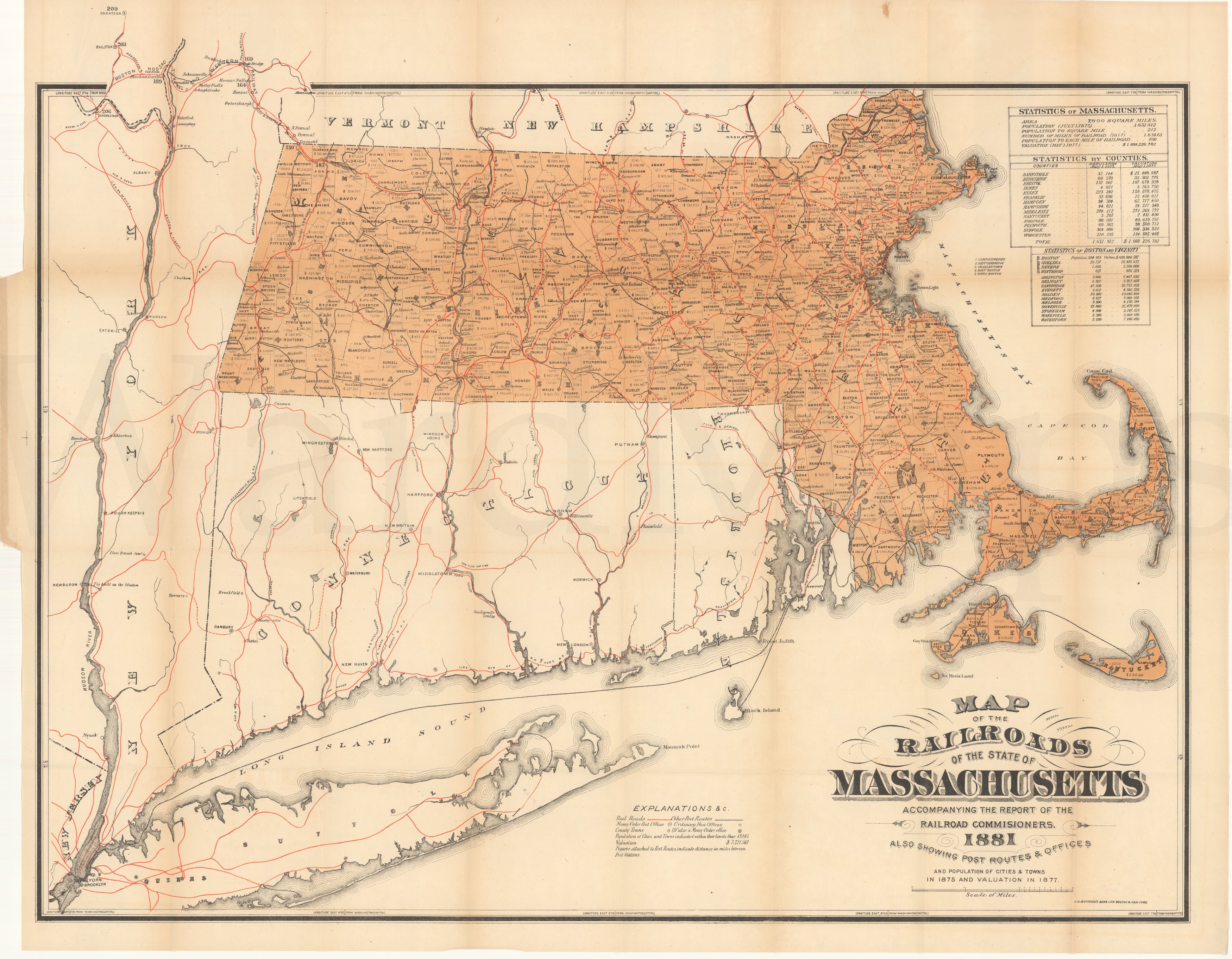 Massachusetts Railroads 1881 – WardMaps LLC