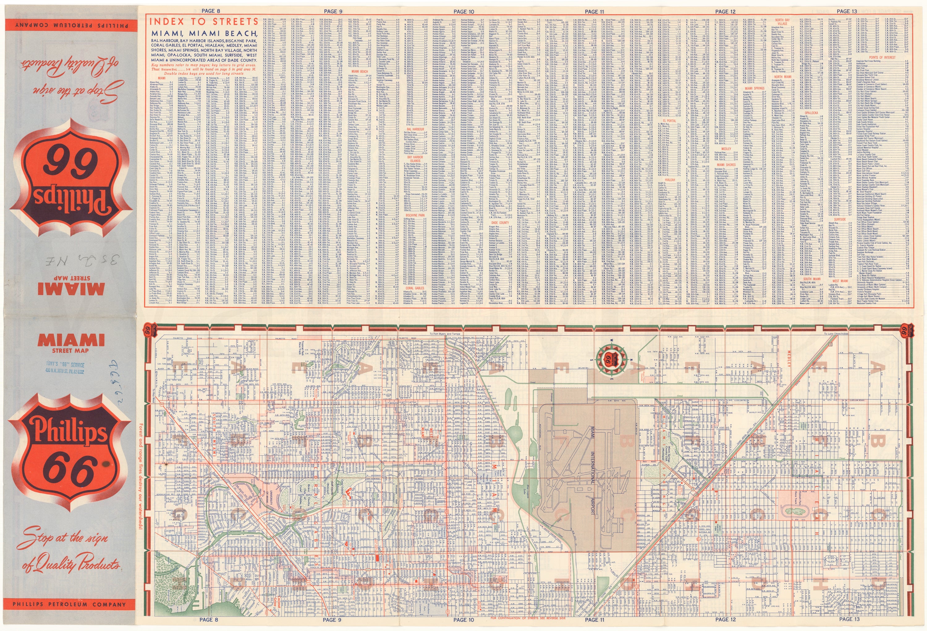 Miami and Miami Beach, Florida circa 1950s – WardMaps LLC