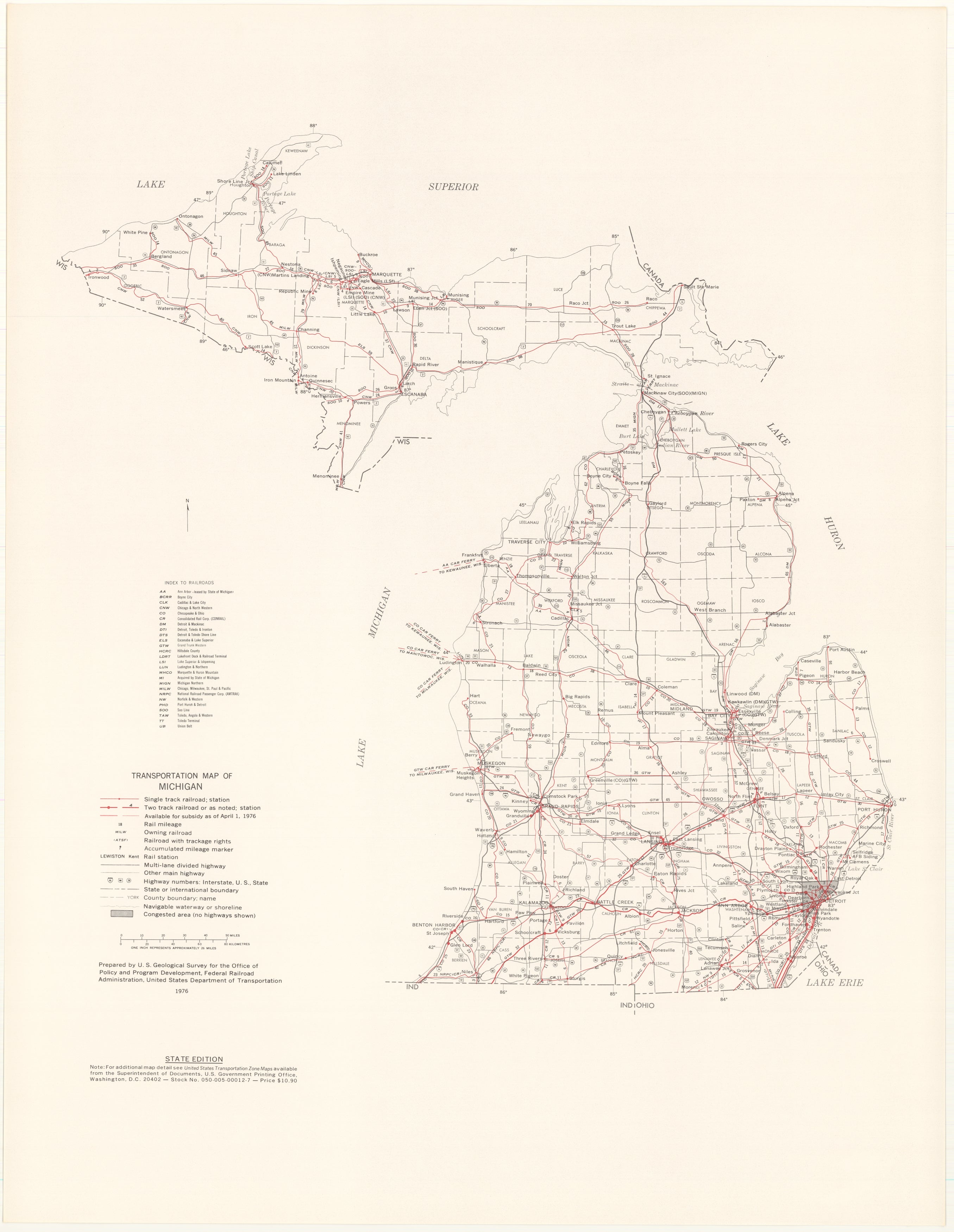 Michigan Transportation Map 1976: State Edition – WardMaps LLC