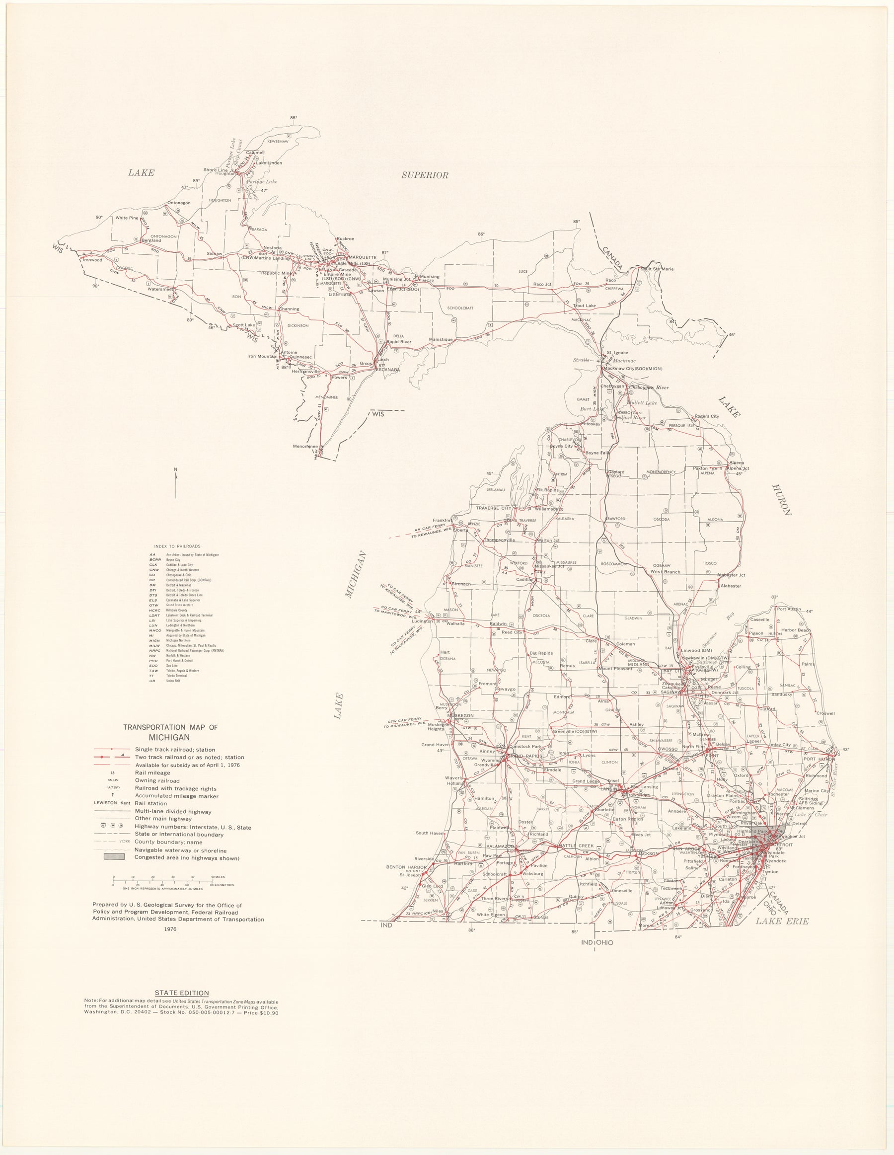 Michigan Transportation Map 1976: State Edition – WardMaps LLC