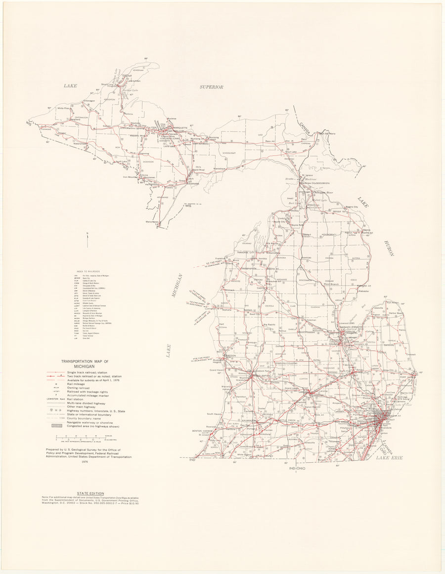 Michigan Transportation Map 1976: State Edition – WardMaps LLC